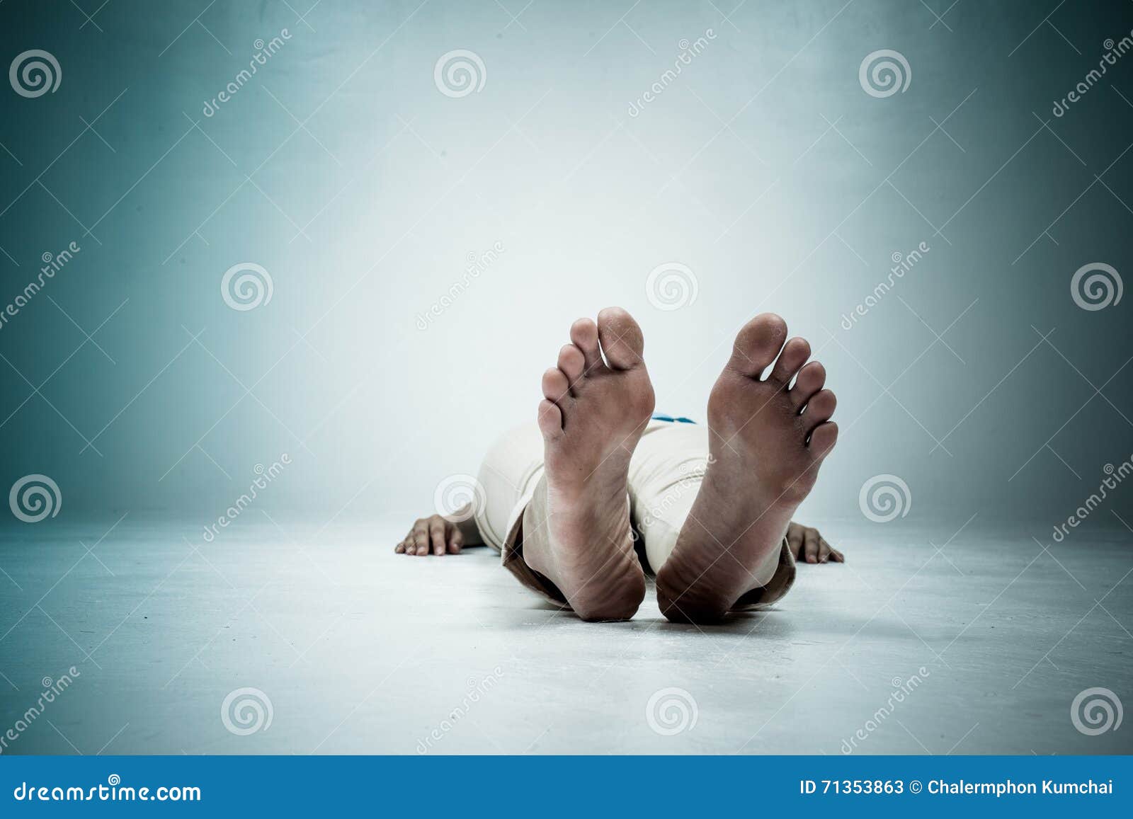 Dead Person. Focus at the Feet Stock Image - Image of close, blue: 71353863