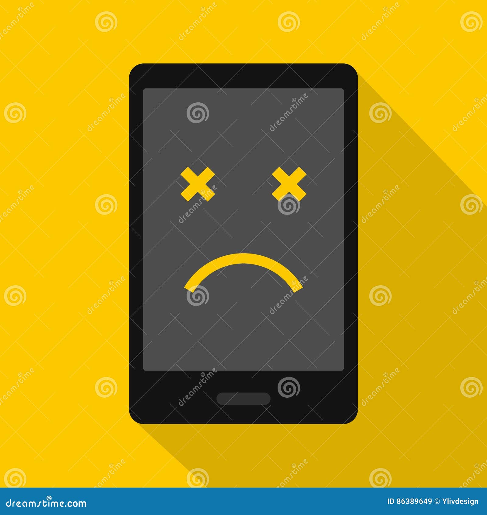 Dead Phone Icon, Flat Style Stock Vector - Illustration of call ...