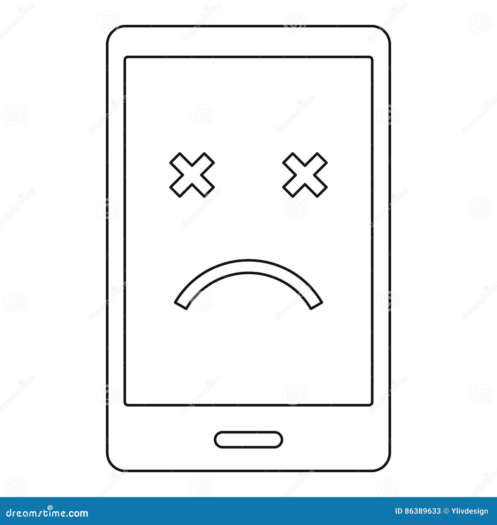 Dead Phone Icon, Outline Style Stock Vector - Illustration of screen ...