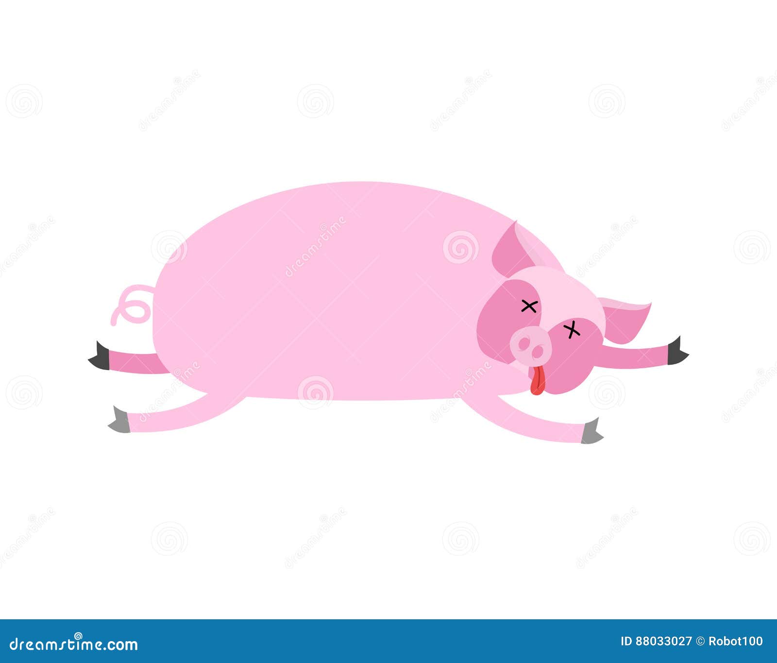 Dead Pig. Farm Animal is Dead Stock Vector - Illustration of gourmet ...