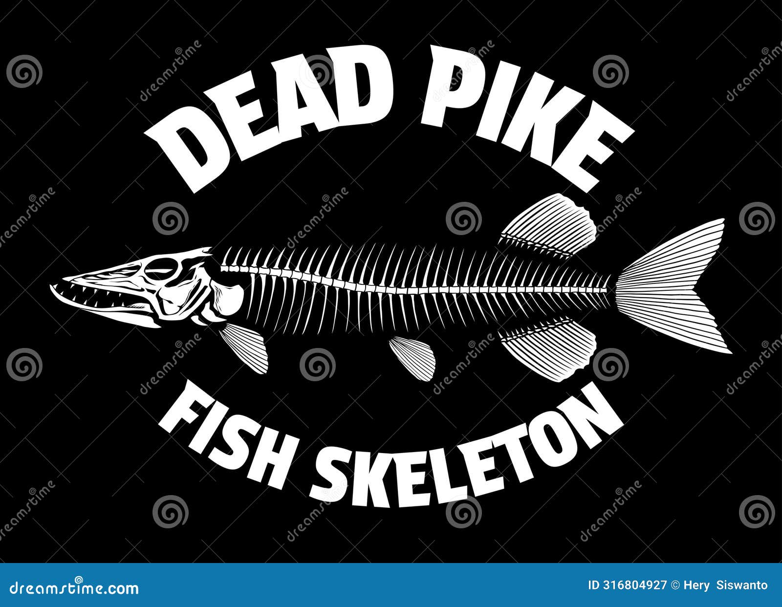 Dead Pike Fish Skeleton Illustration Concept Stock Vector - Illustration of sport, seafood ...