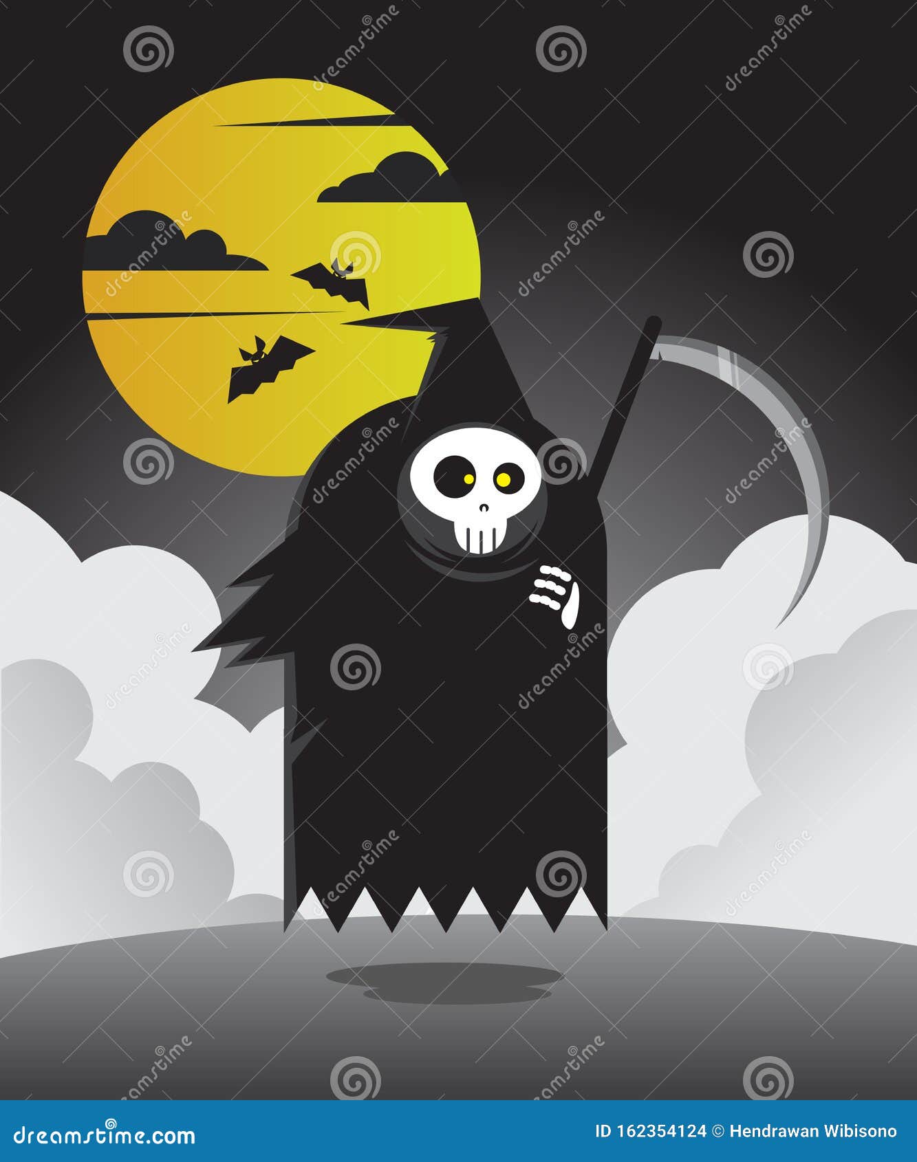 Dead Reaper at Full Moon stock illustration. Illustration of dark ...