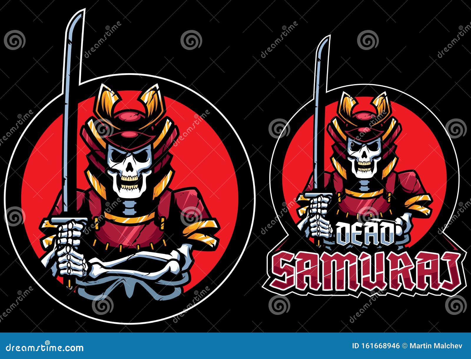 Dead Samurai Mascot stock vector. Illustration of black - 161668946