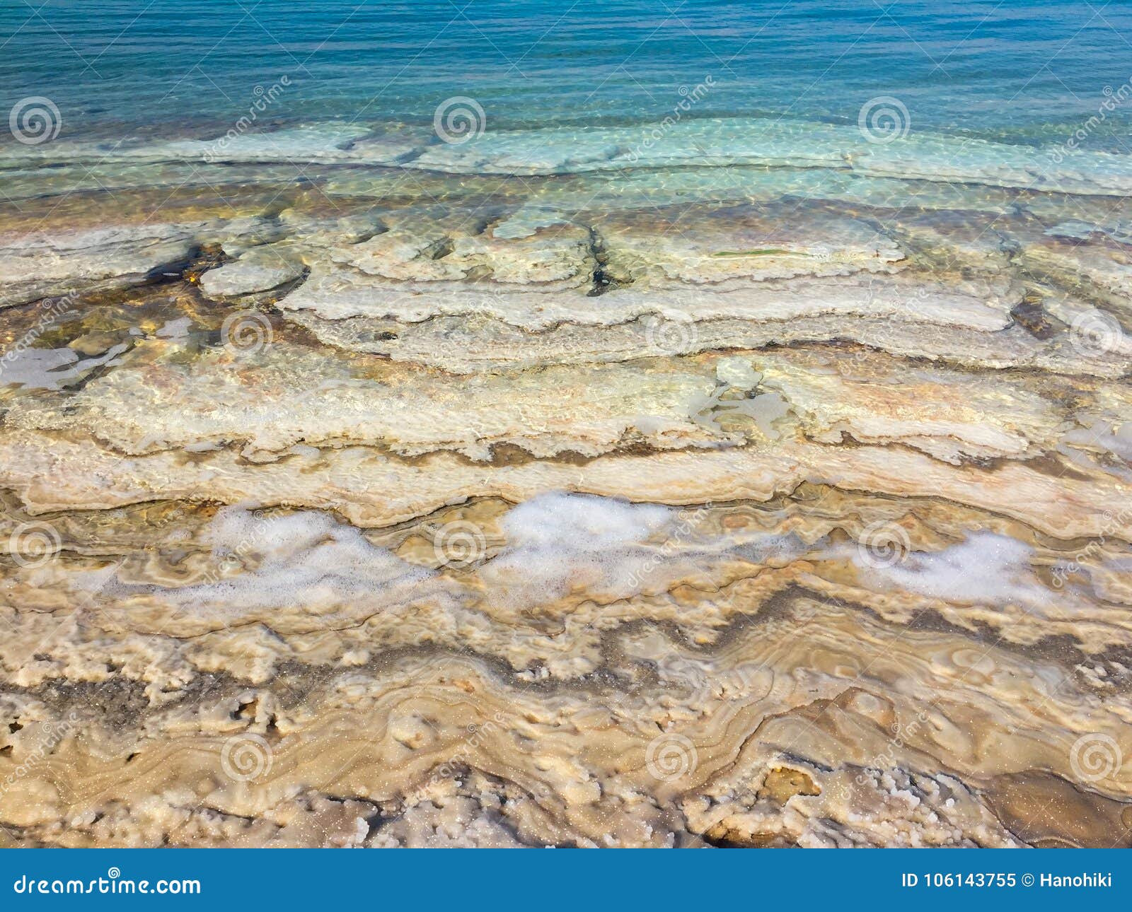Dead Sea Beach - Sand and Salt Layers Stock Image - Image of floor ...