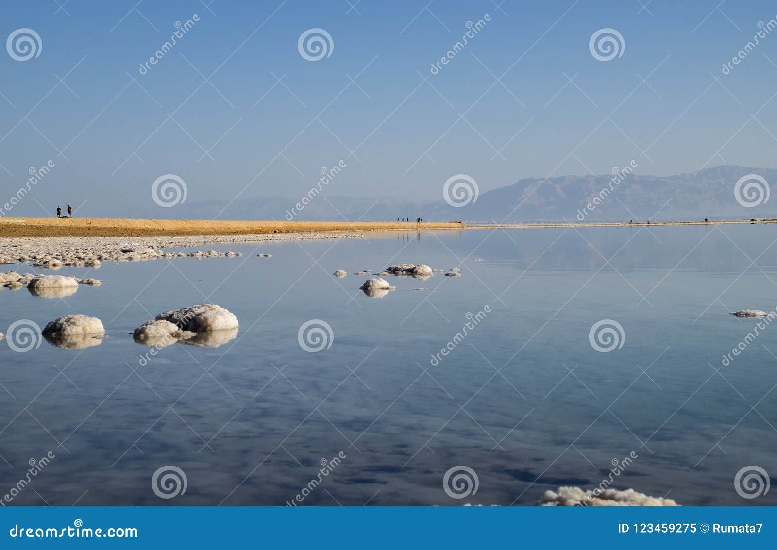 Dead Sea Salt on Beach at Sunrise Stock Image - Image of chaise ...
