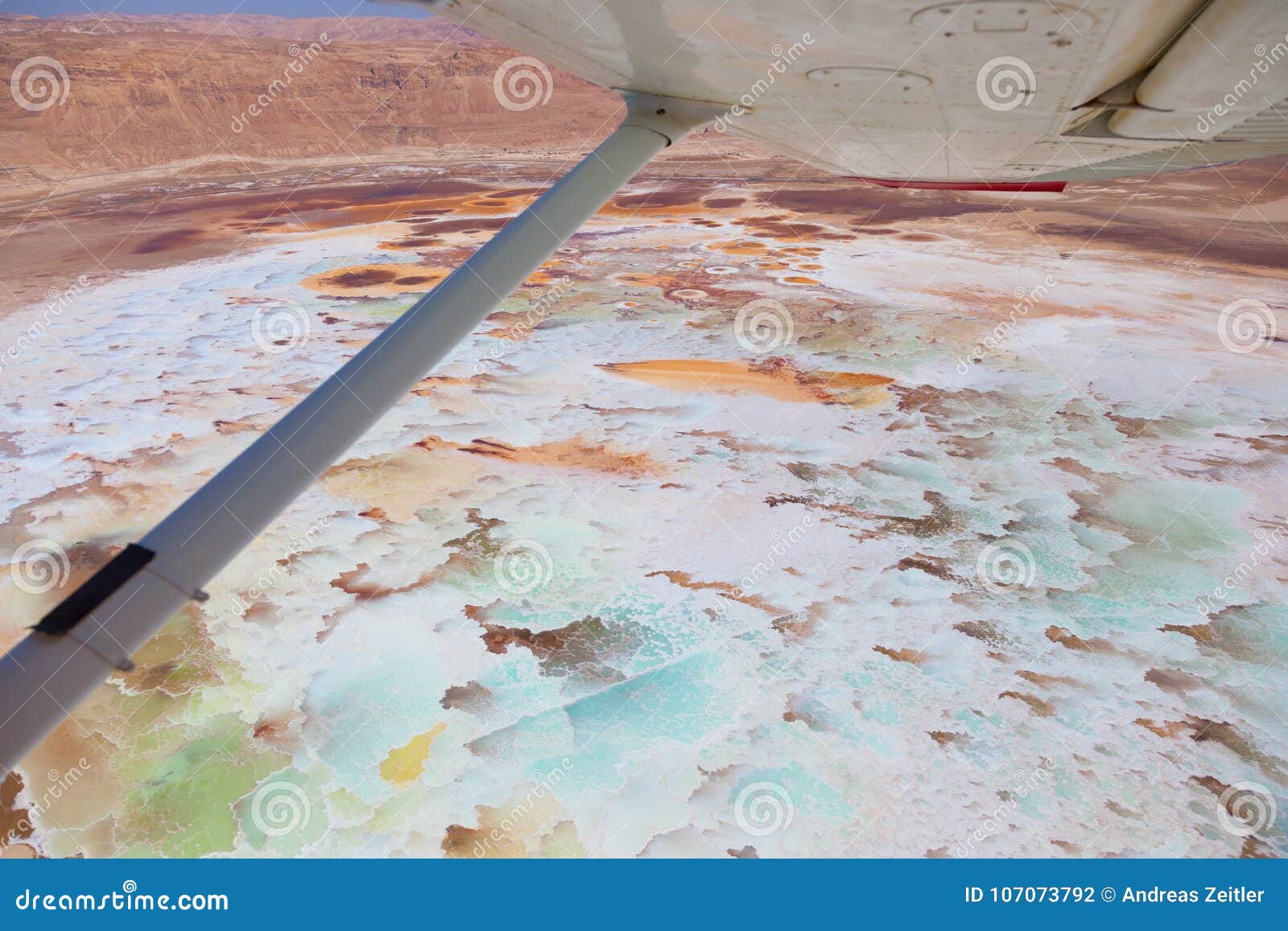 Aerial View of the Dead Sea Salt Pools and Ein Boqeq Stock Photo ...