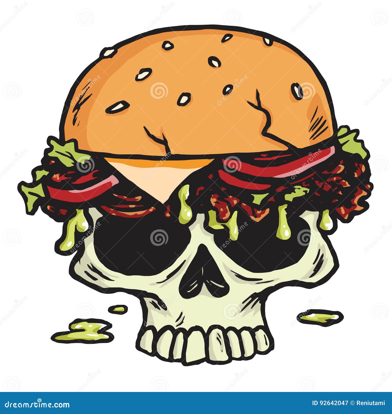 Burger And Fries On A Plate With Fork And Knife. Cartoon Vector ...