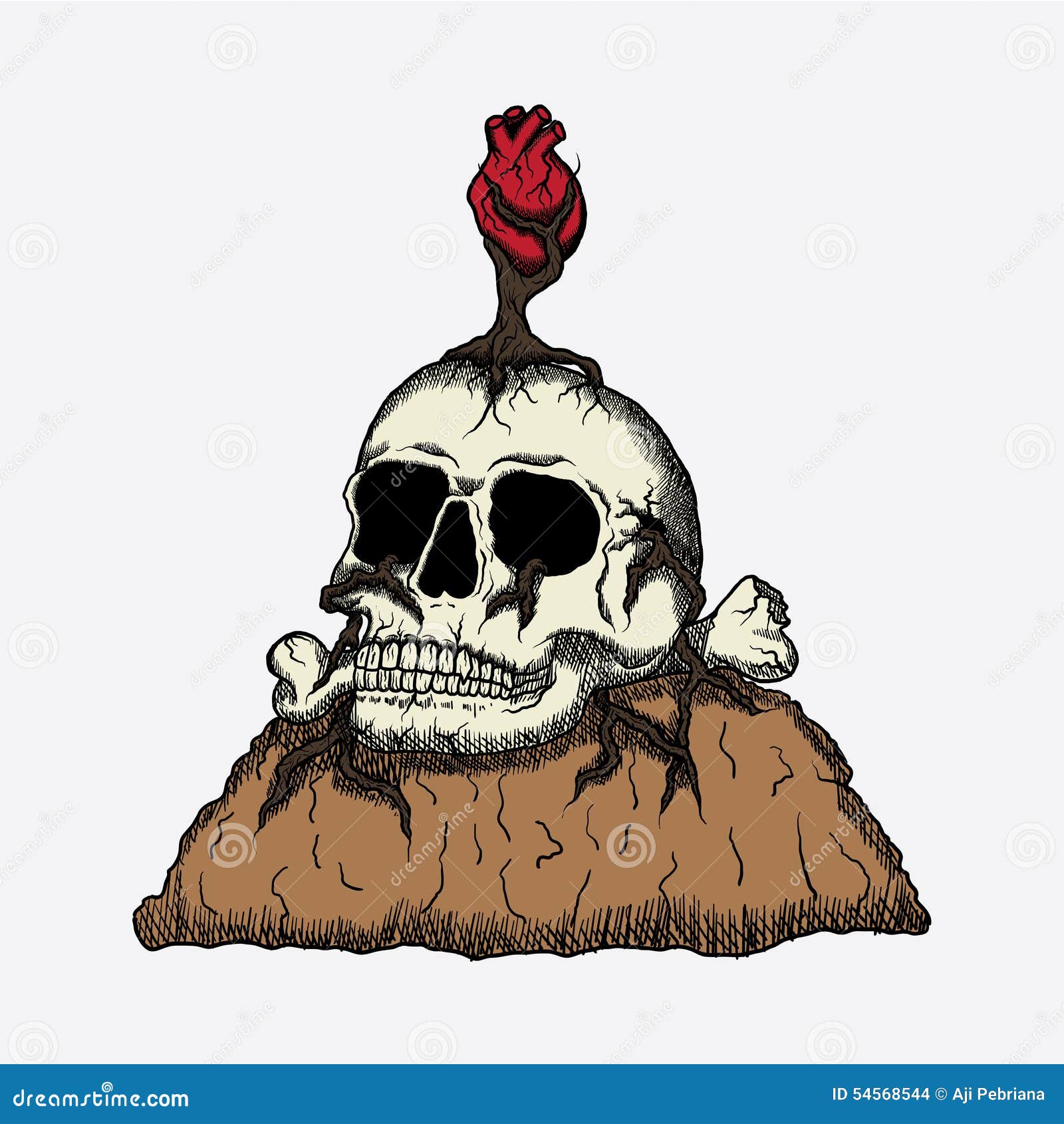 The Dead Skull Hearts stock vector. Illustration of death - 54568544