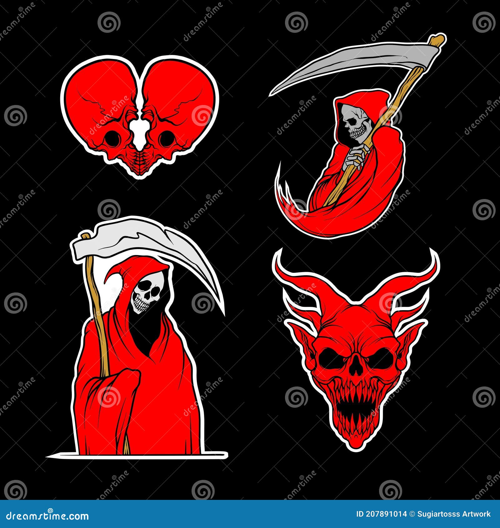 Dead Skull Illustration Pack Stock Vector - Illustration of vector ...