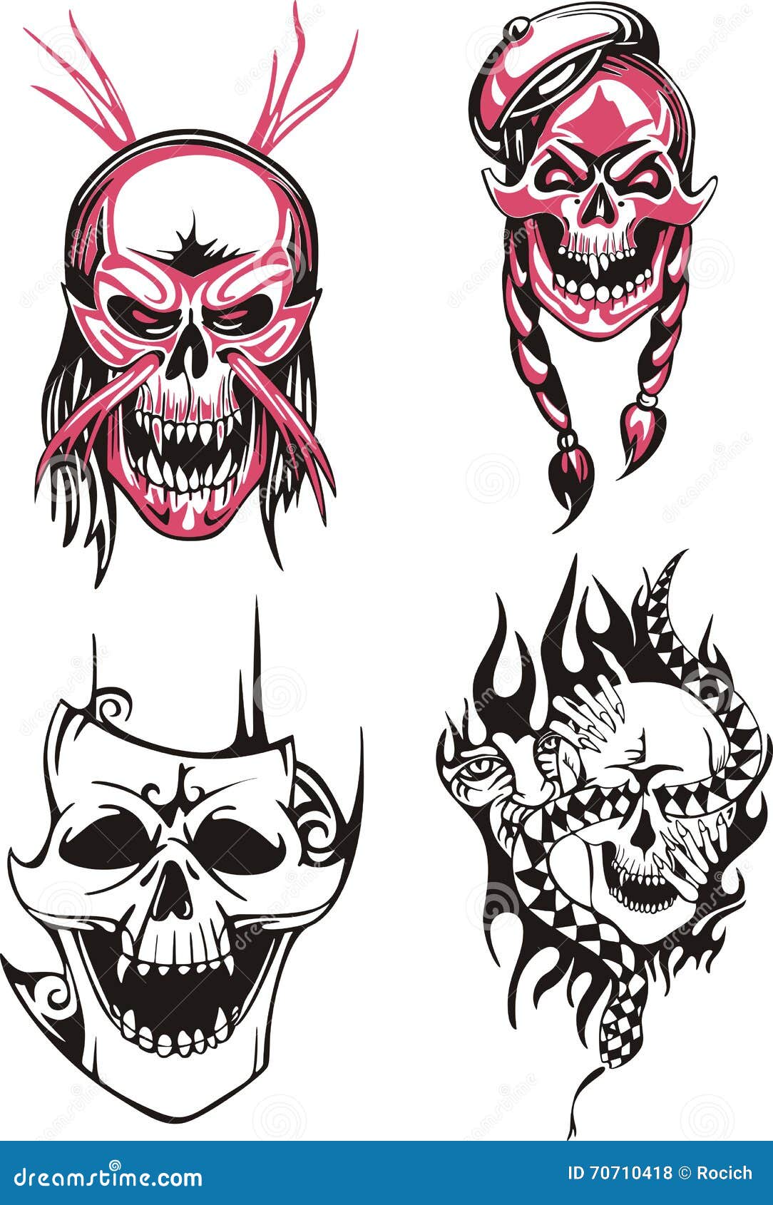 Dead skulls stock vector. Illustration of vector, joker - 70710418