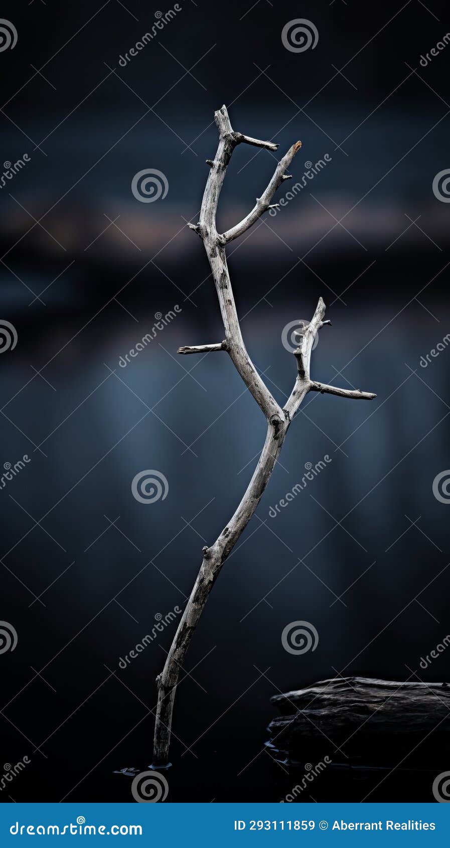 A Dead Tree Branch in the Middle of a Lake Stock Illustration ...