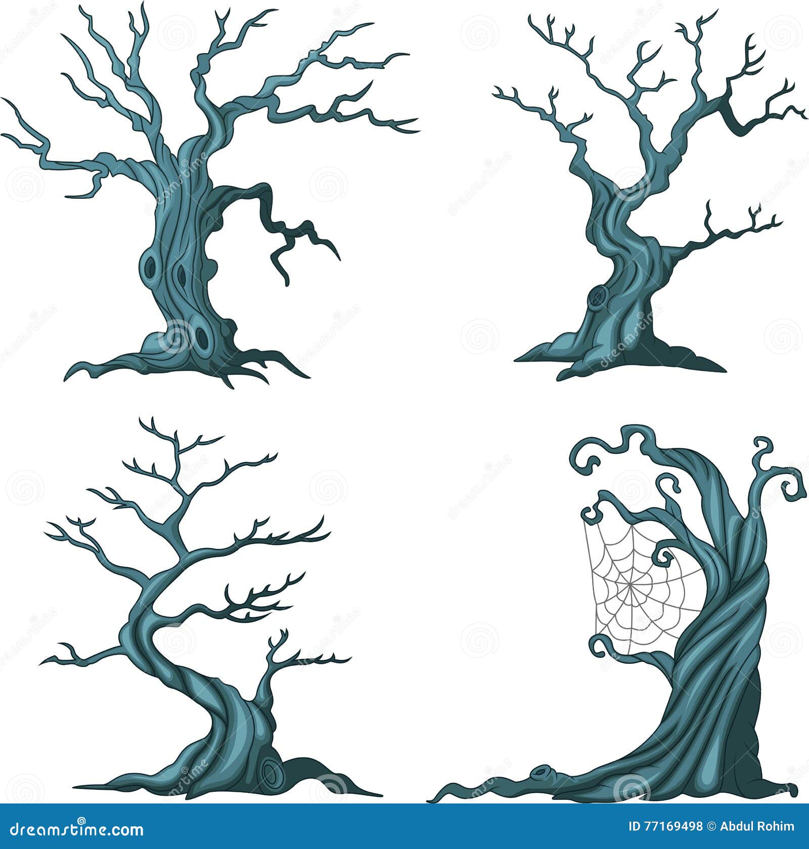 Dead Tree Collection Set Isolated on White Stock Vector - Illustration ...