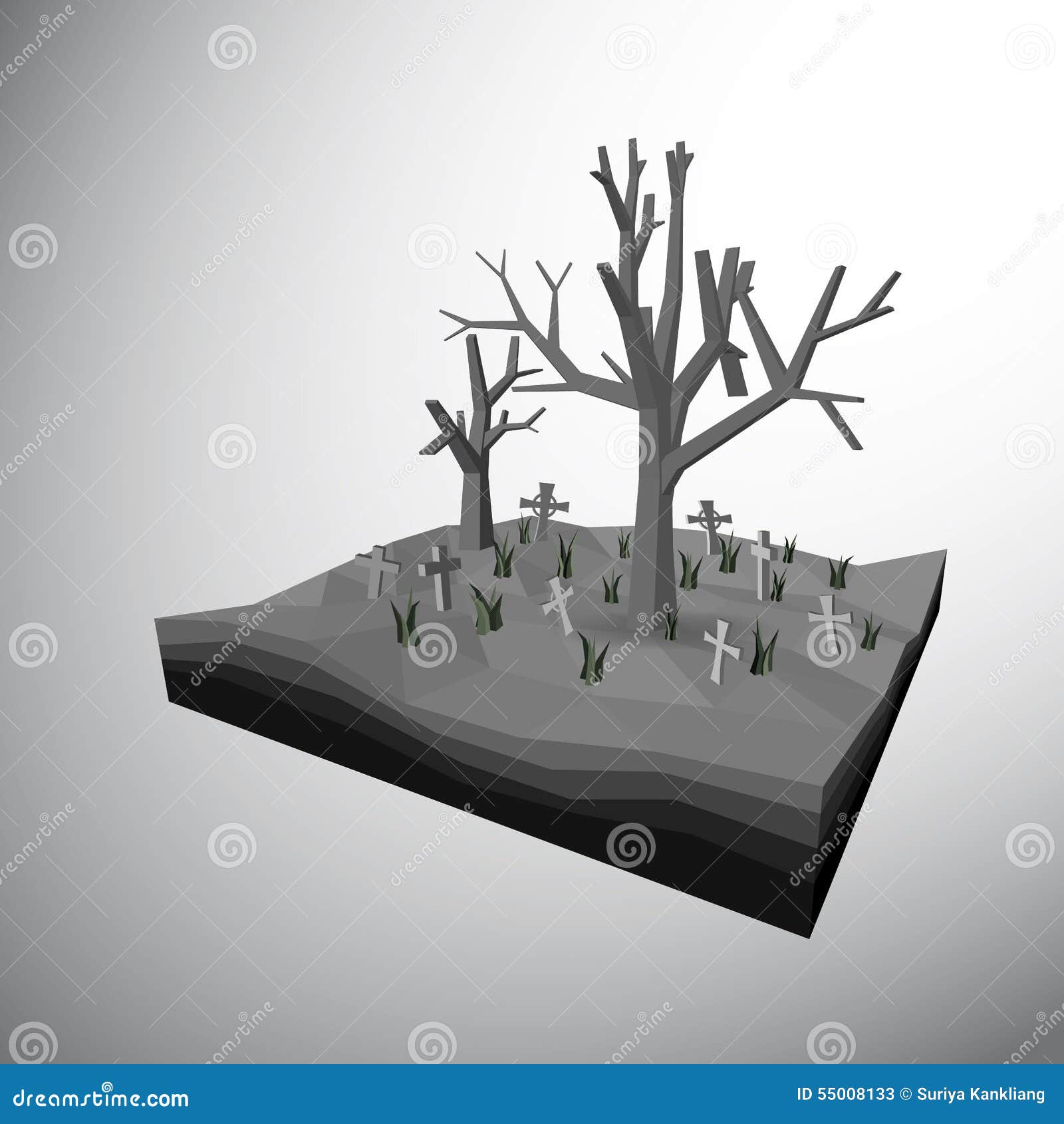 Dead tree on grave yard stock vector. Illustration of fear - 55008133