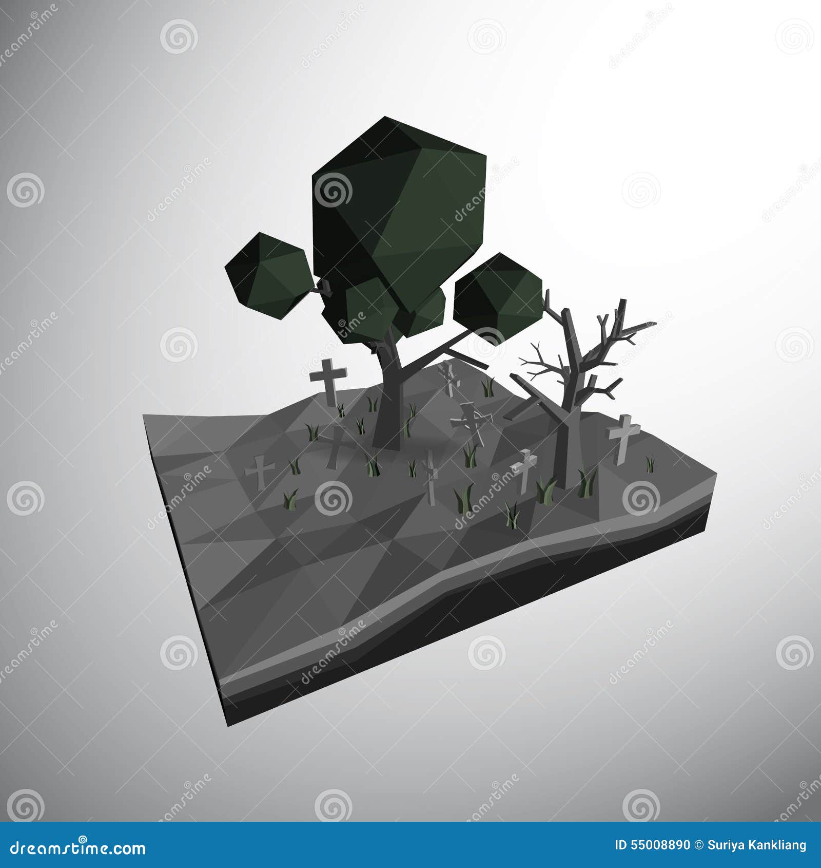 Dead tree on grave yard stock illustration. Illustration of cemetery ...