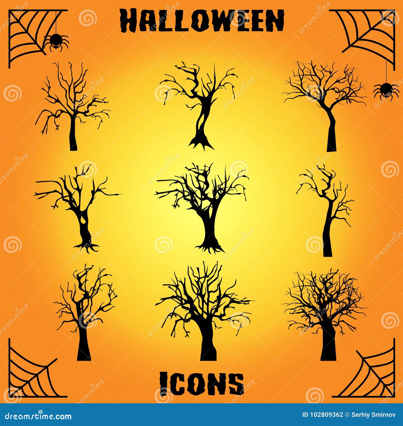 Dead tree icon set stock vector. Illustration of natural - 102809362