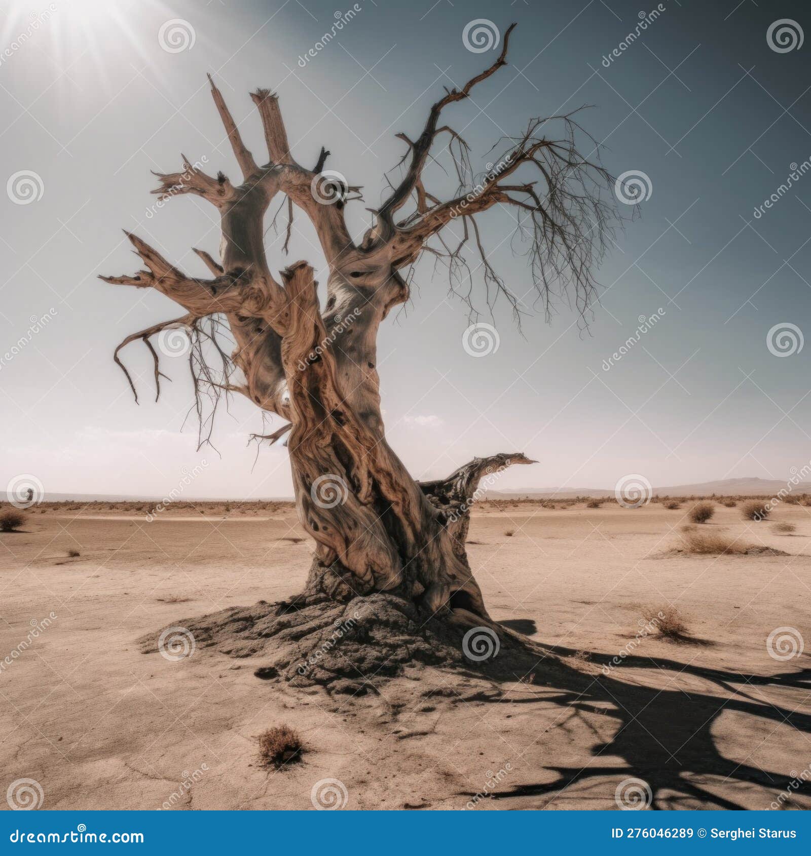 A Dead Tree in the Middle of a Desert. AI Generative Image. Stock ...