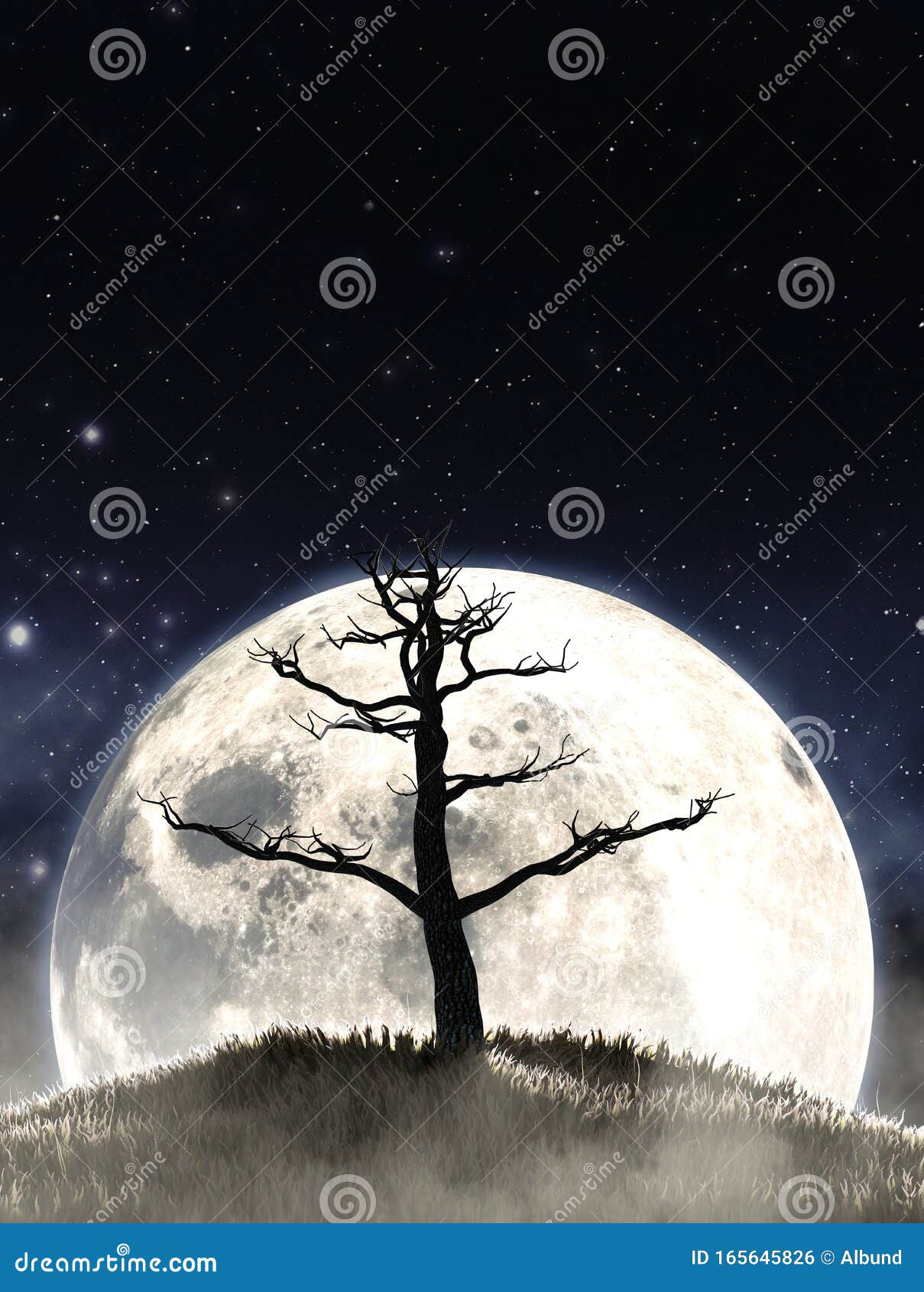 Dead Tree And Moon Silhouette Royalty-Free Stock Image | CartoonDealer ...
