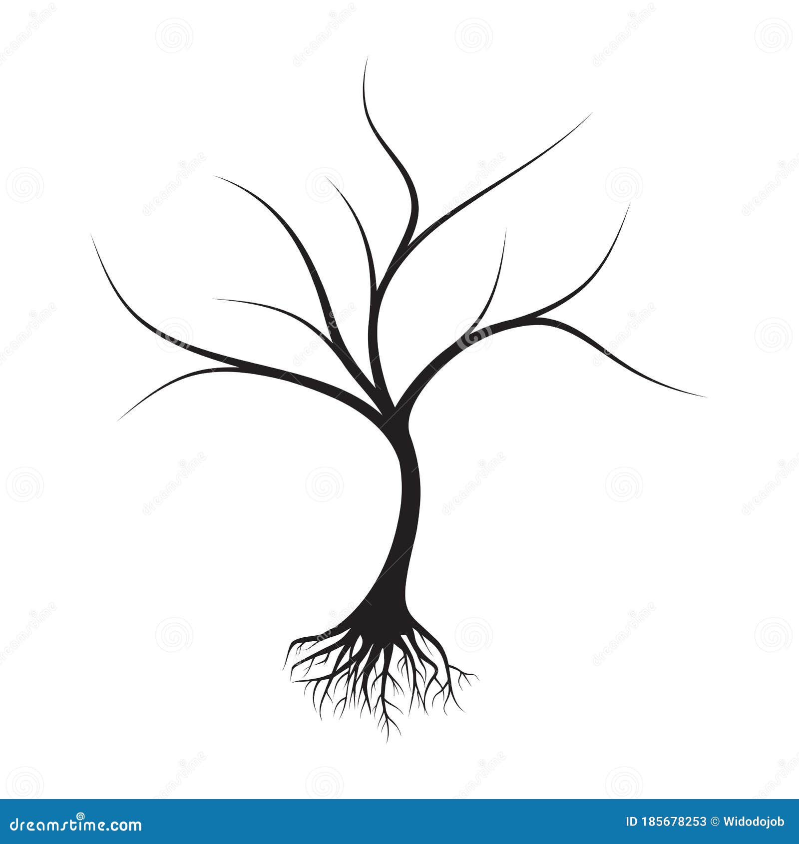 Dead tree with roots stock vector. Illustration of bare - 185678253