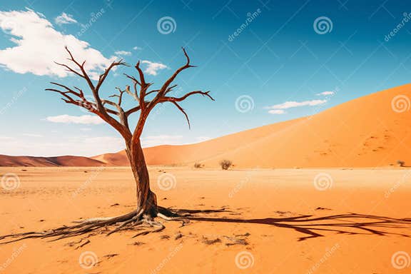 Dead Tree in the Sahara Desert Namibia Stock Illustration ...