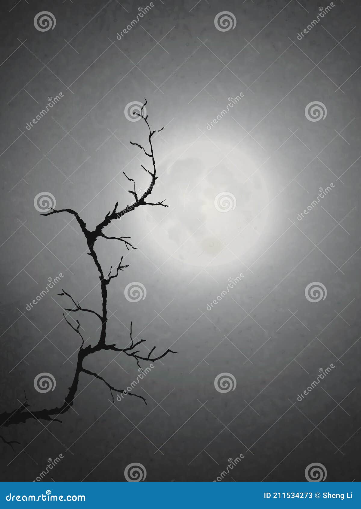 A Dead Tree Under the Moonlight, Illustration Stock Vector ...