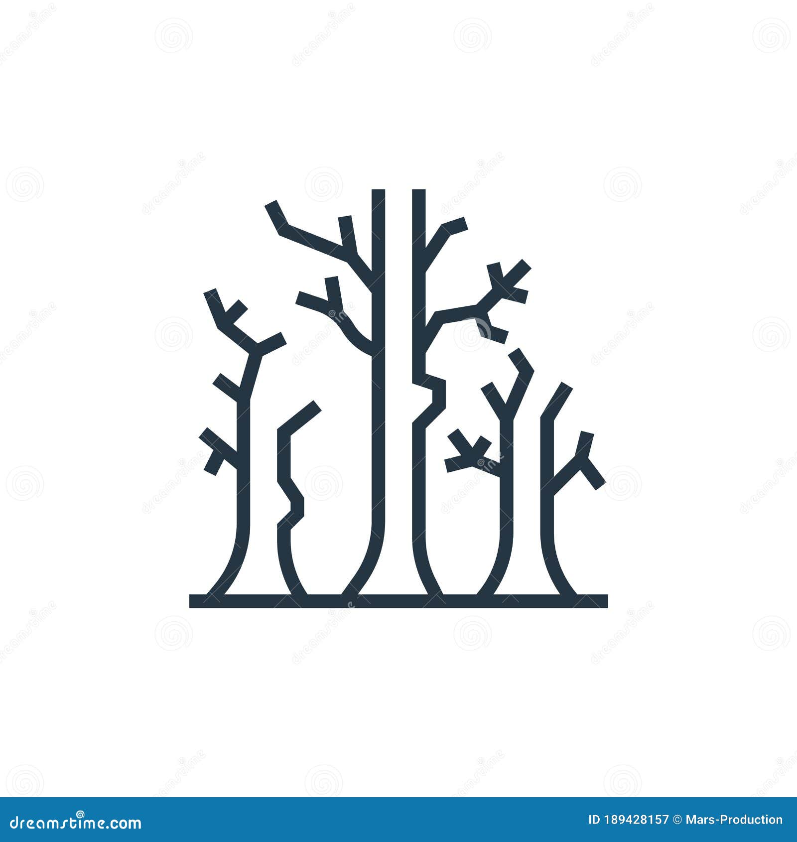 Dead Tree Vector Icon Isolated on White Background. Outline, Thin Line ...