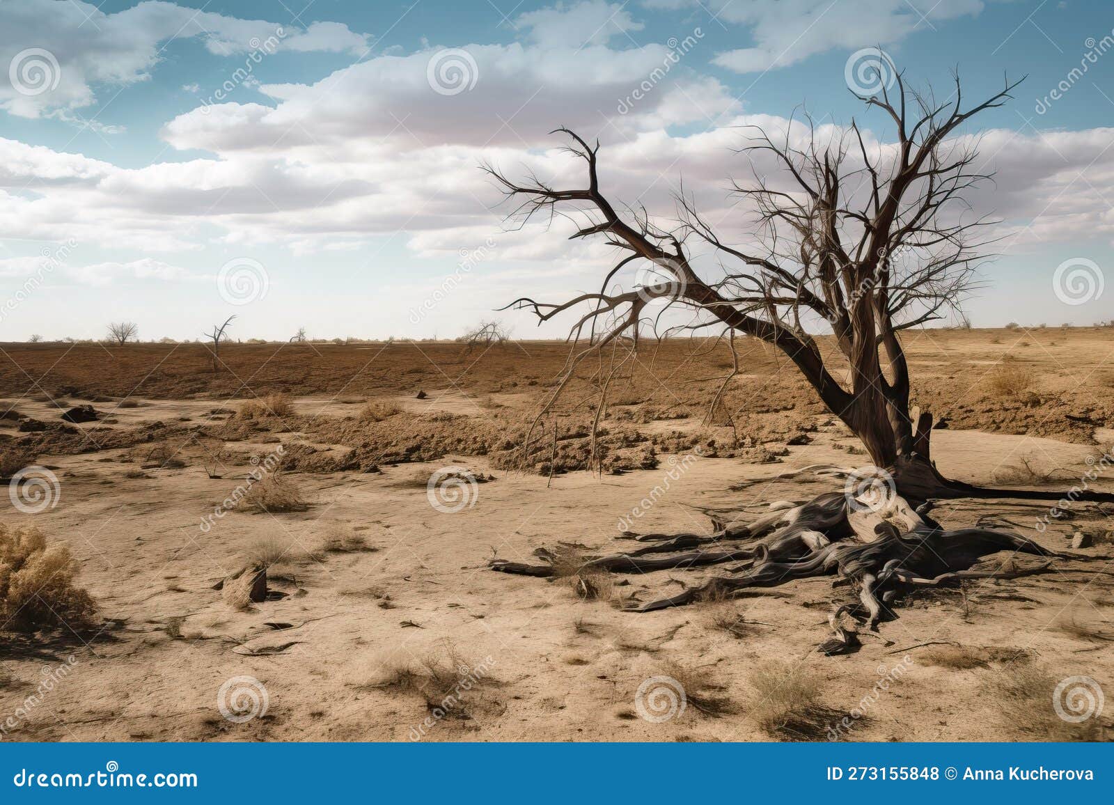 Dead Tree and Vegetation, Drought Landscape. Generative AI Realistic ...