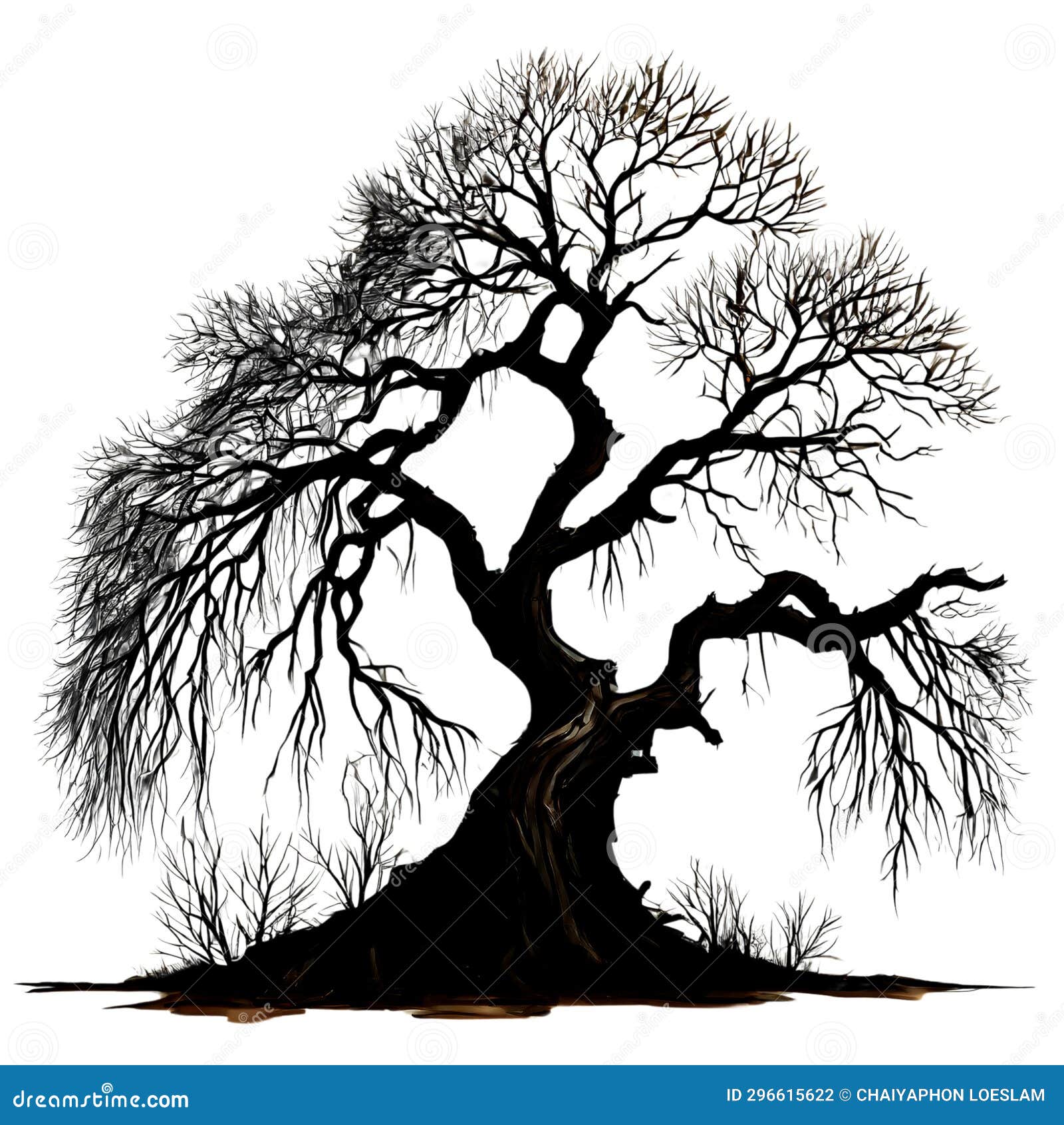 Silhouette of Dead Tree on White Background, Scary Dead Tree for ...