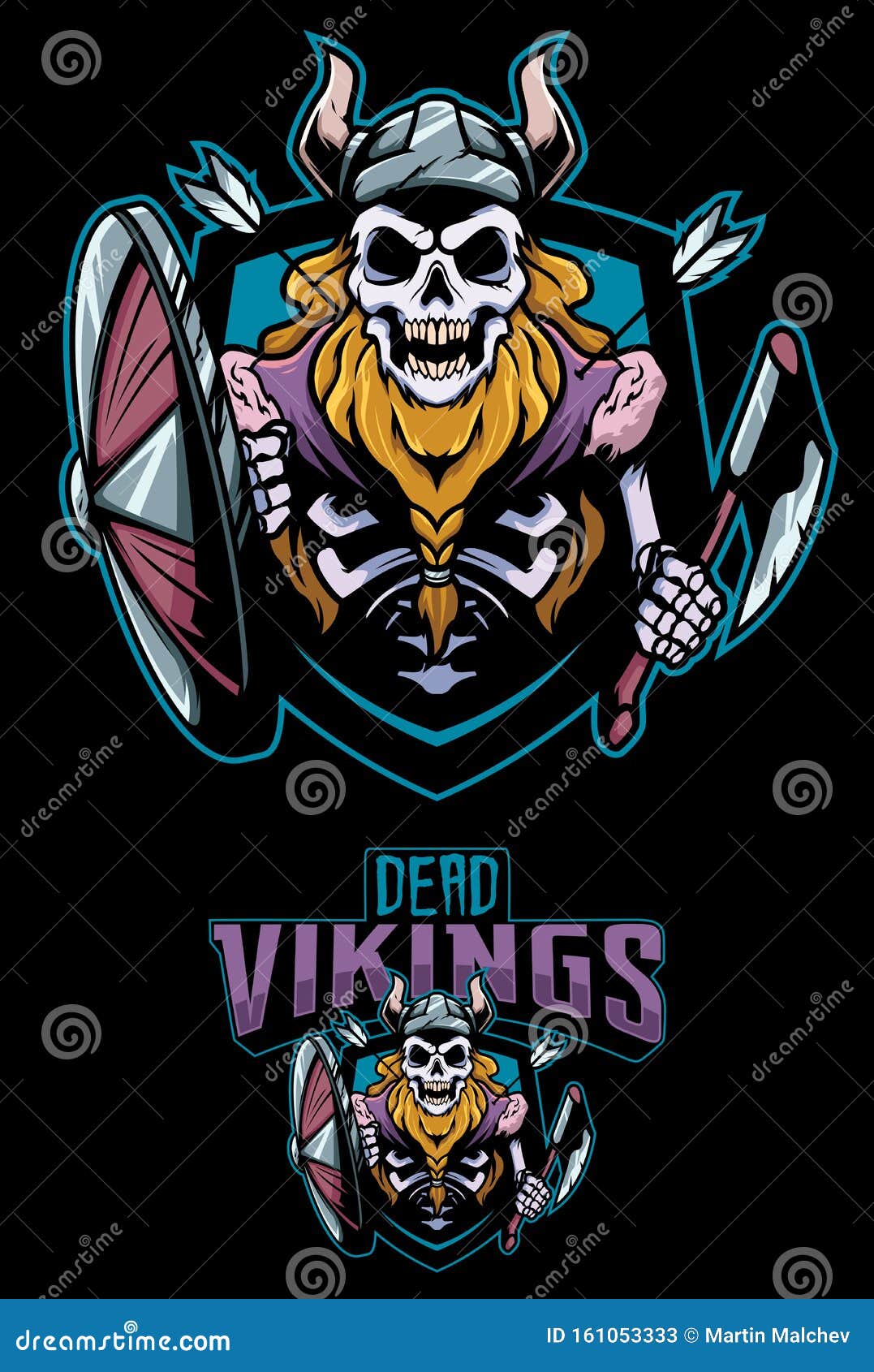 Vikings Mascot Logo Design Cartoon Vector | CartoonDealer.com #238568345
