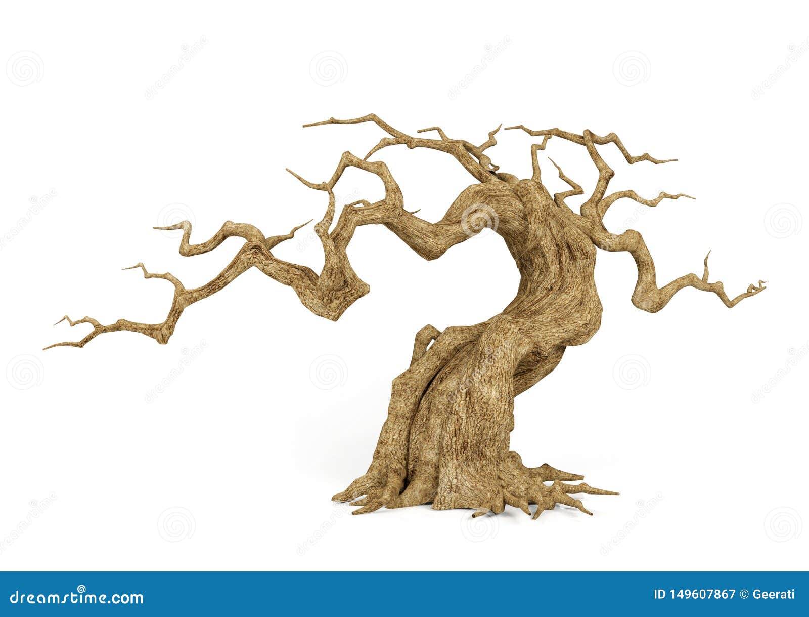 Dead Withered Tree Isolated on White Background, Decorative Object for ...