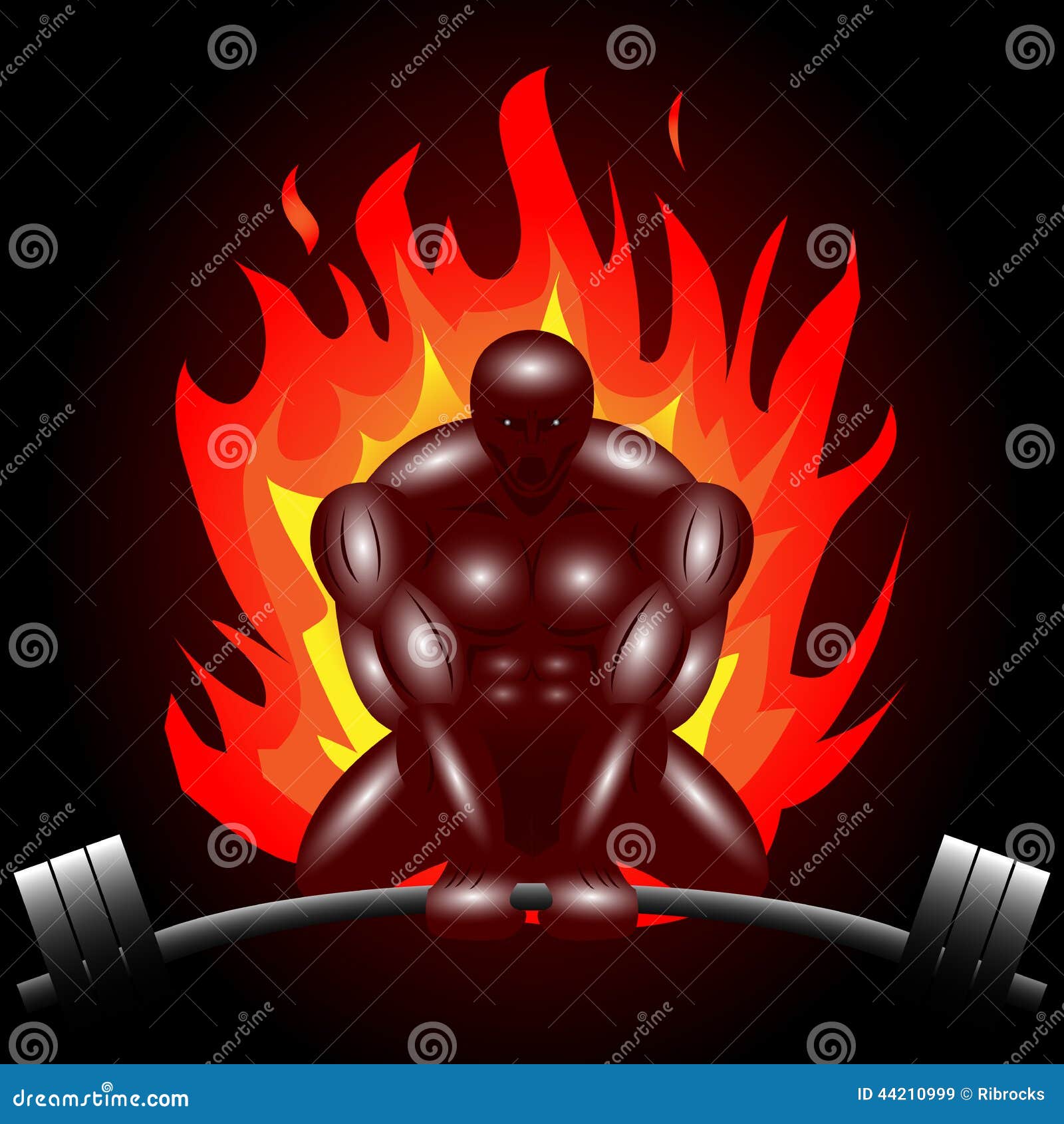 Deadlifter on Fire stock vector. Illustration of exercise - 44210999