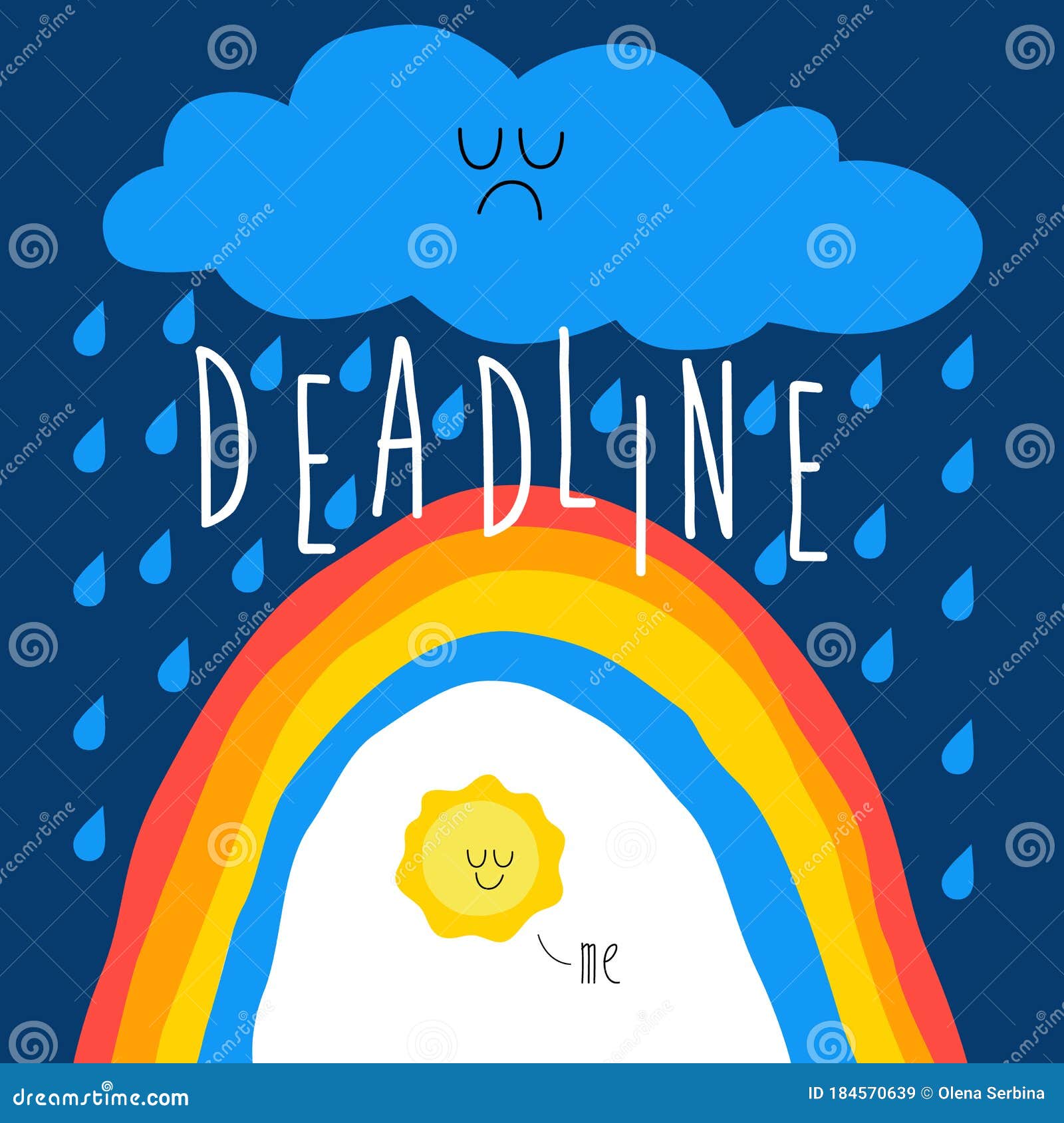 Deadline Approaches a Rainbow Thunderstorm. Vector Illustration Stock ...