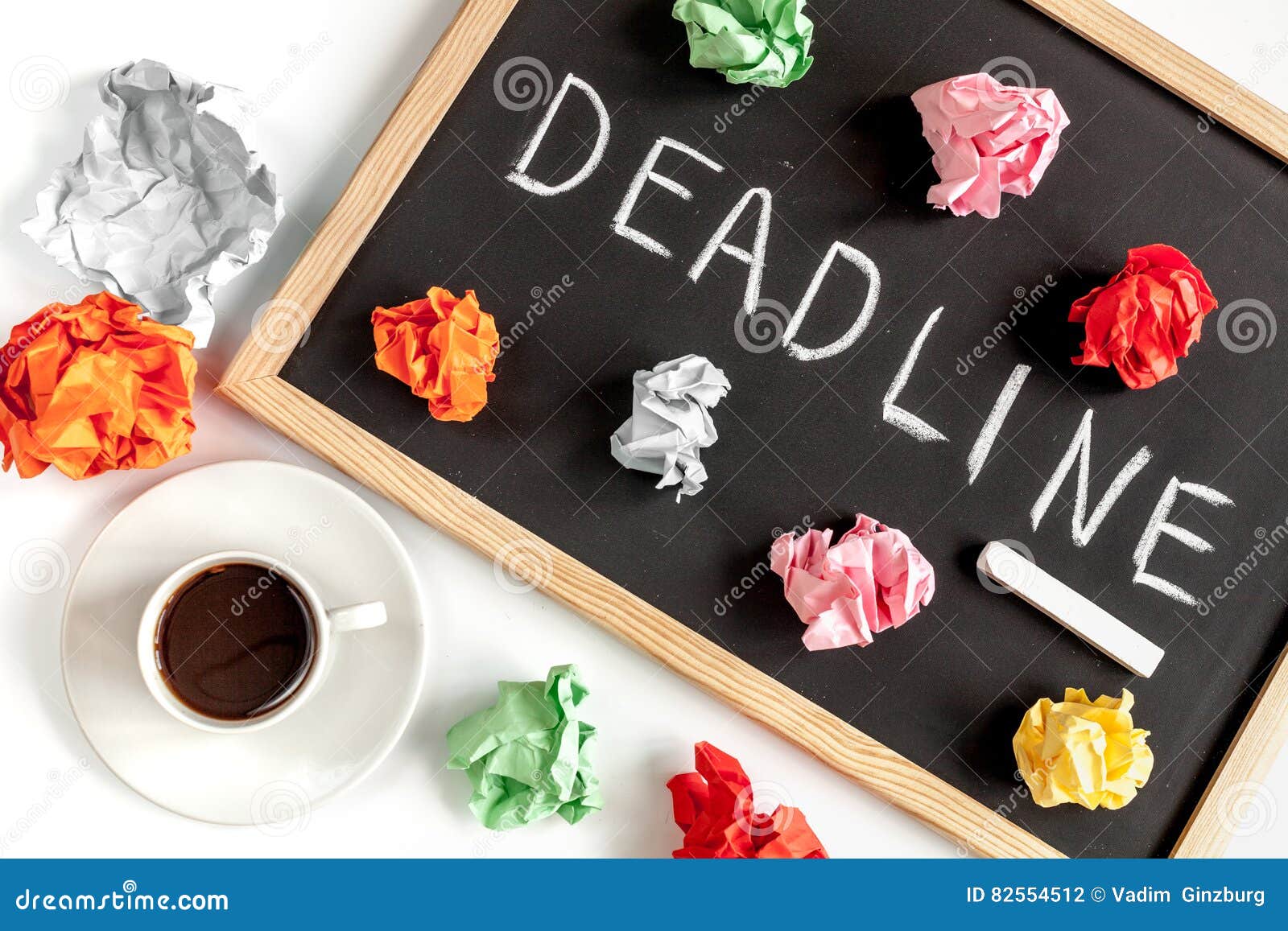 Deadline Concept on Board at White Background Top View Stock Photo ...