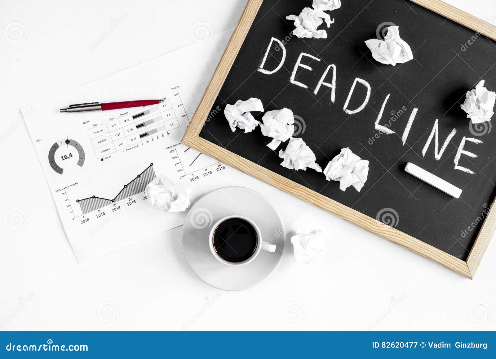 Deadline Concept on Board at White Background Top View Stock Image ...