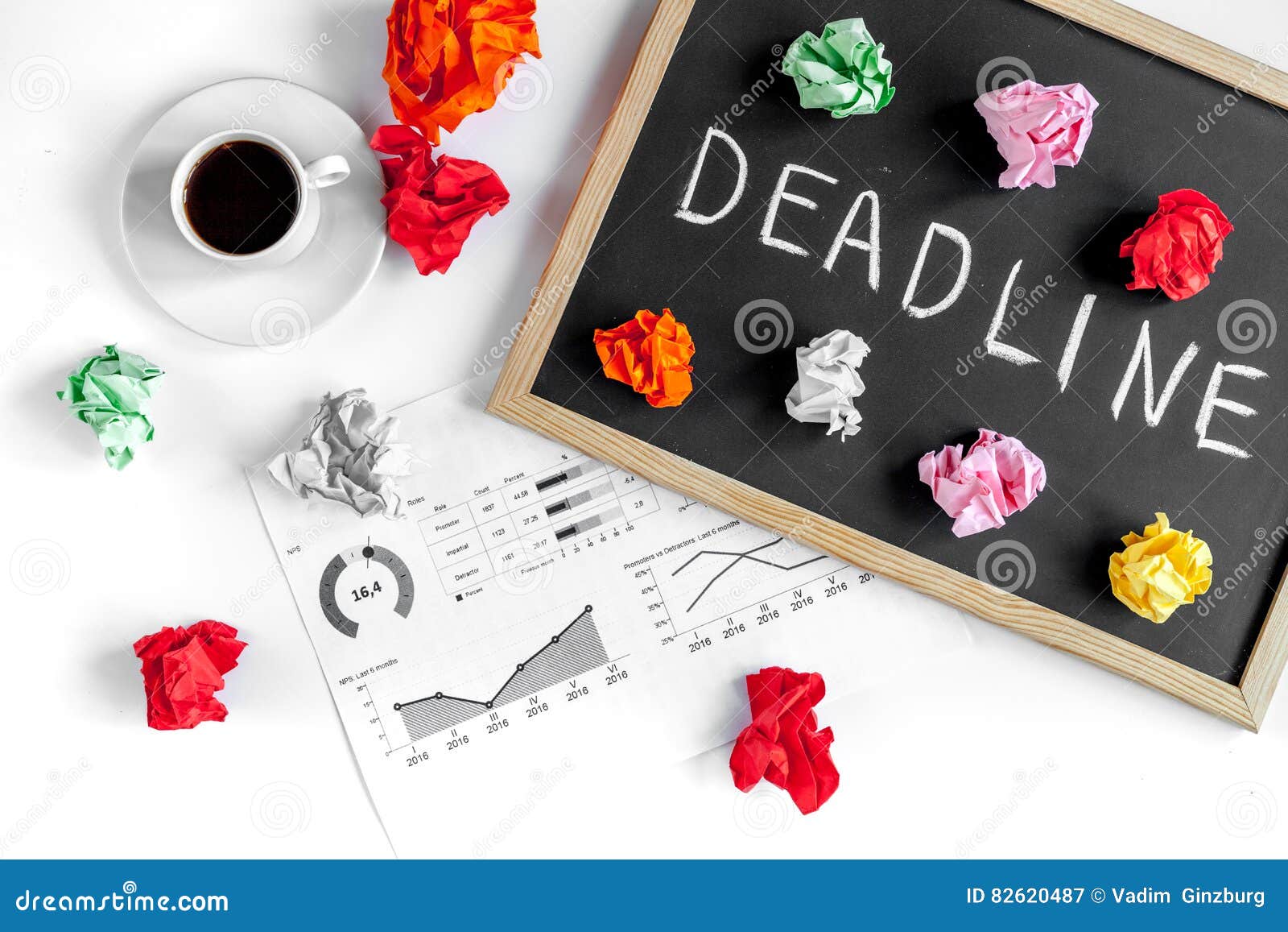 Deadline Concept on Board at White Background Top View Stock Image ...