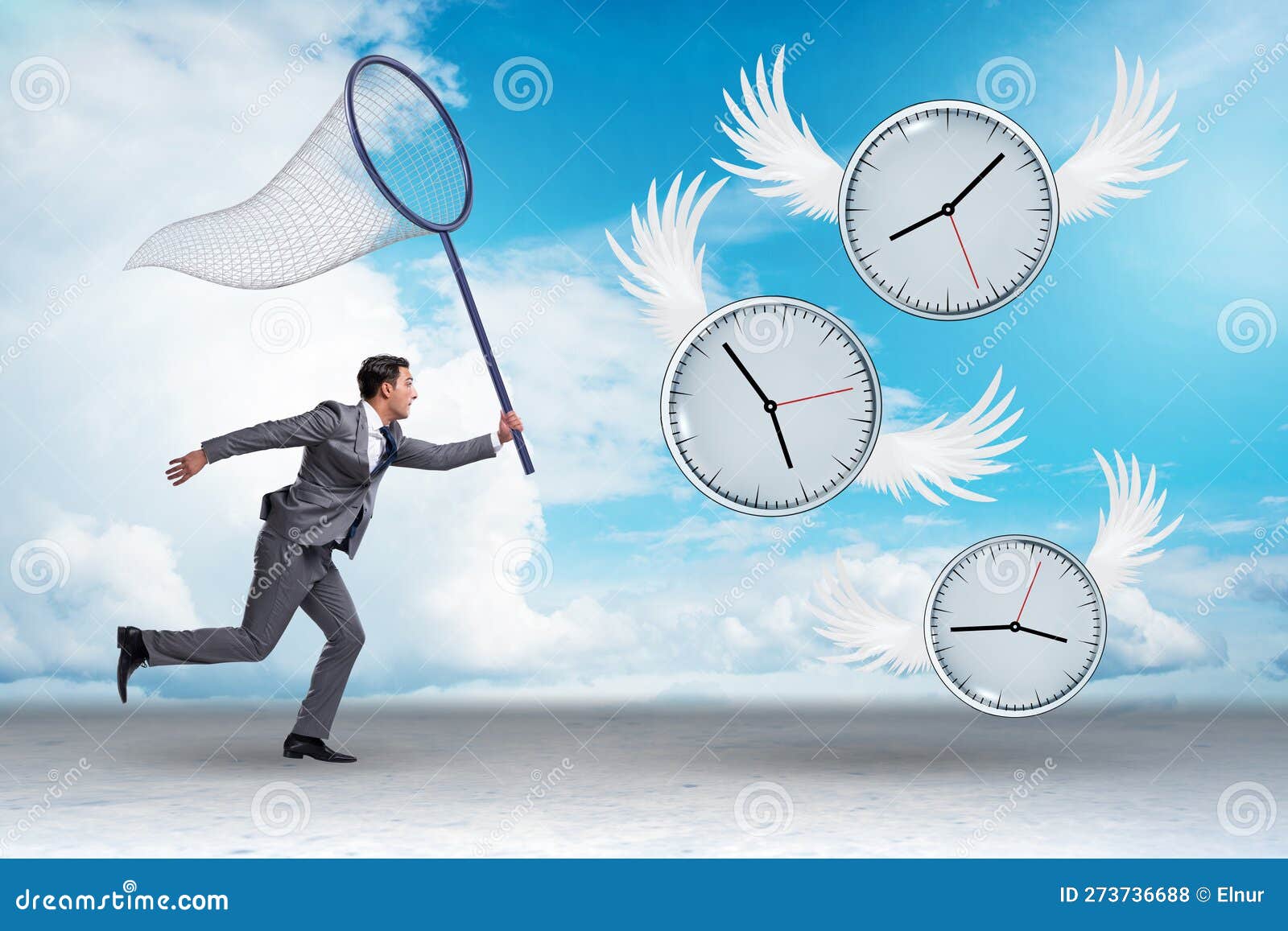 Deadline Concept with Businessman Catching Clocks Stock Photo - Image ...