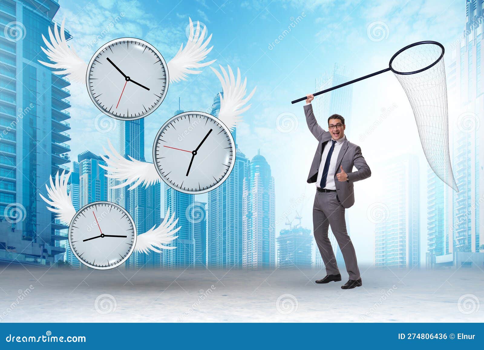 Deadline Concept with Businessman Catching Clocks Stock Photo - Image ...