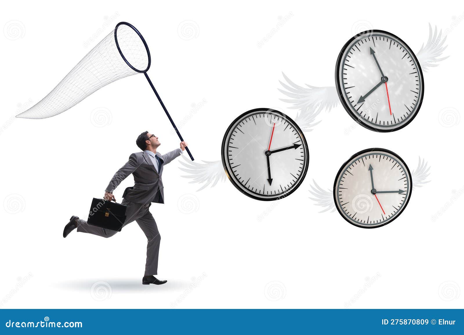 Deadline Concept with Businessman Catching Clocks Stock Illustration ...