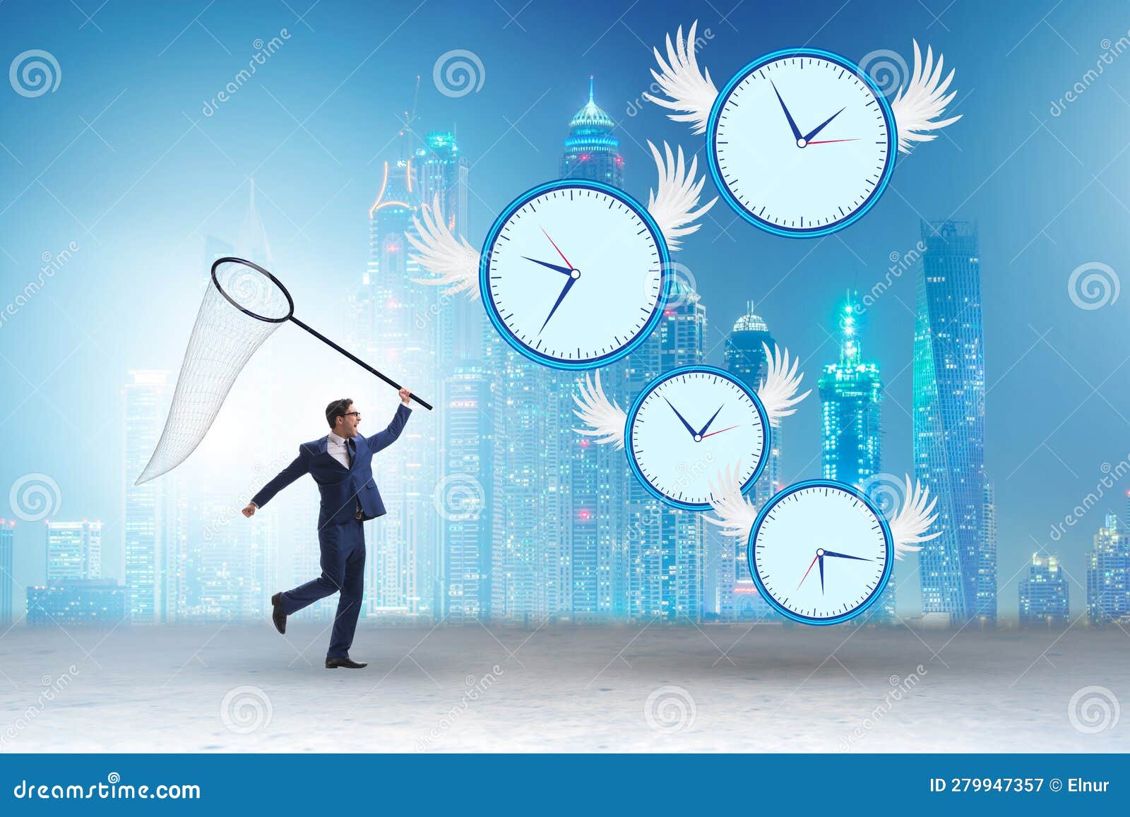 Deadline Concept with Businessman Catching Clocks Stock Image - Image ...