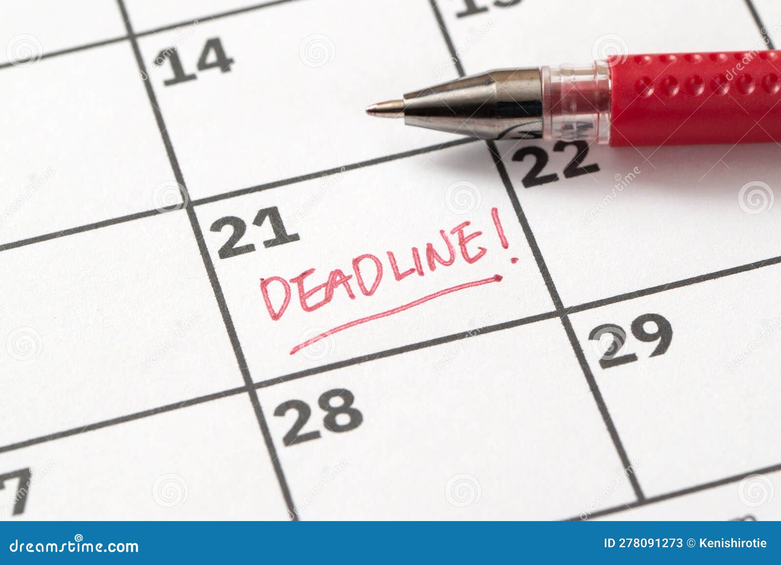 Deadline Concept on Calendar Stock Image - Image of remember, event ...