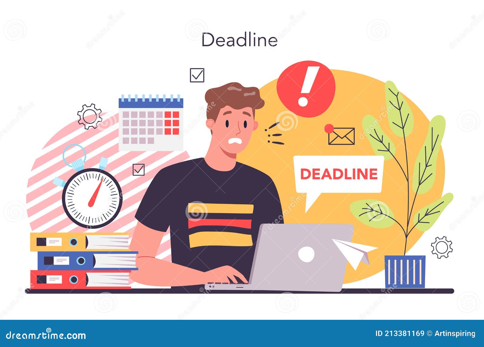 Deadline Concept. Idea of Many Work and Few Time. Panic and Stress in ...