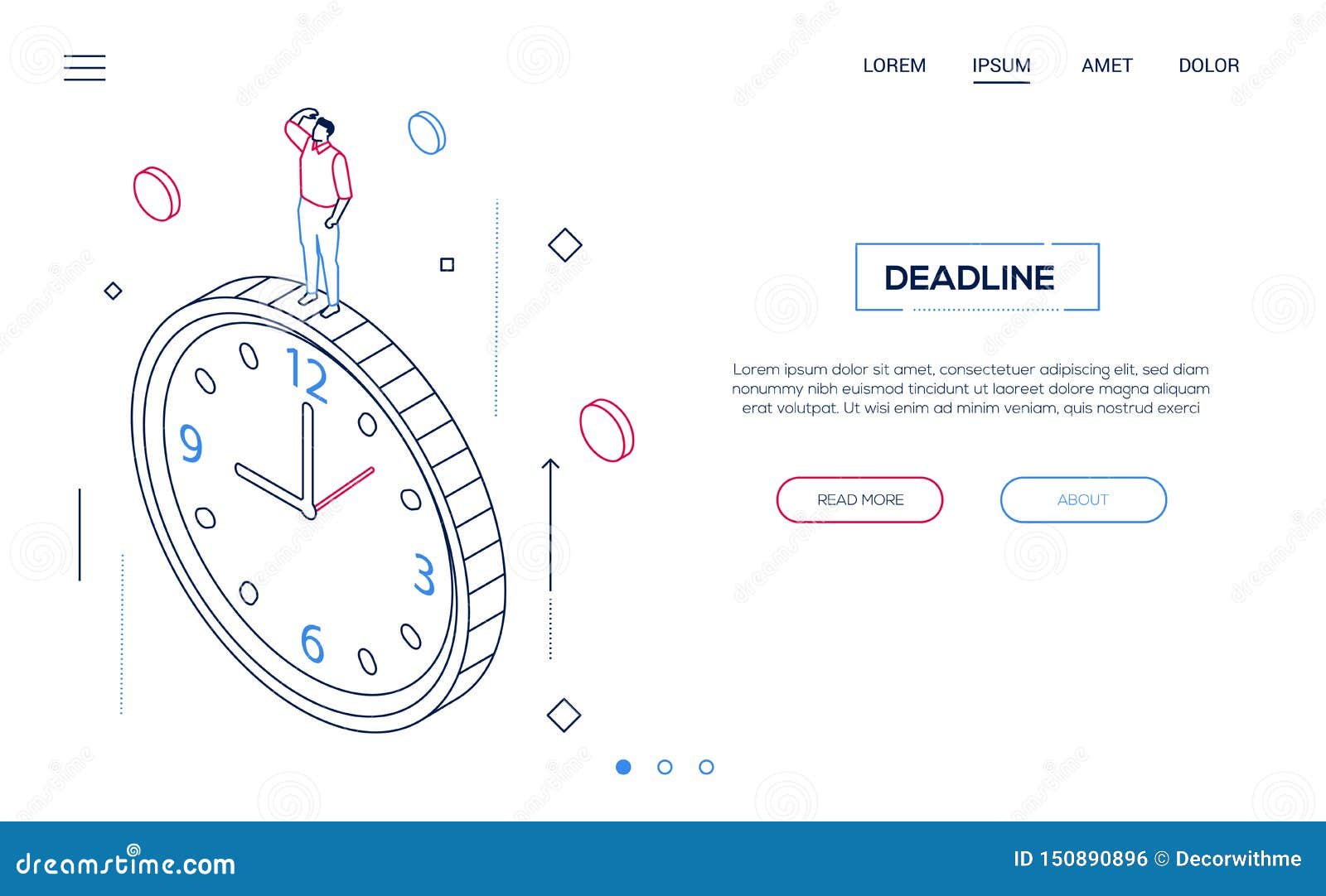 Deadline Concept - Line Design Style Isometric Web Banner Stock Vector ...