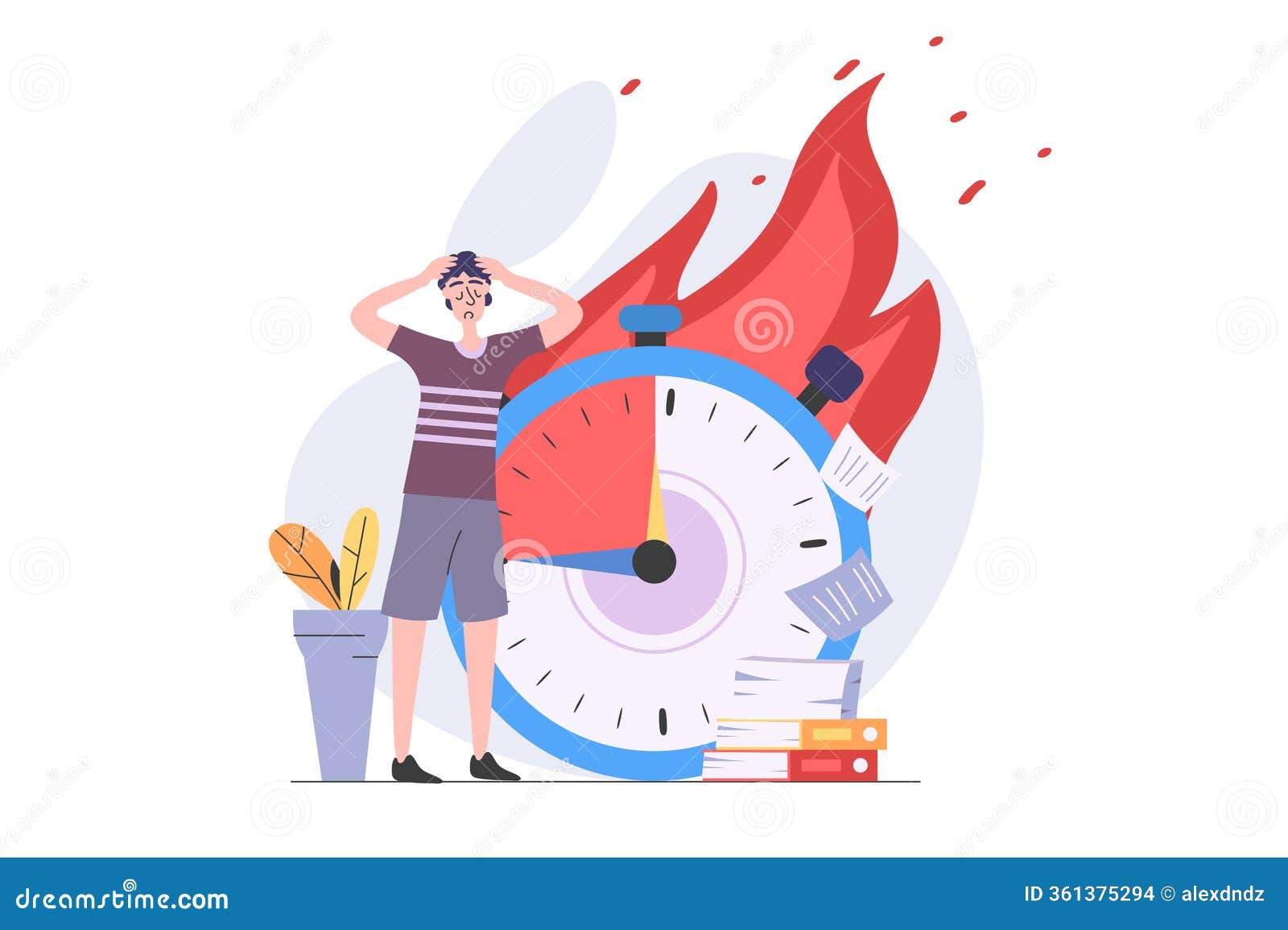 Overworked Employee Kneeling Front Of Paper Box Cartoon Vector ...