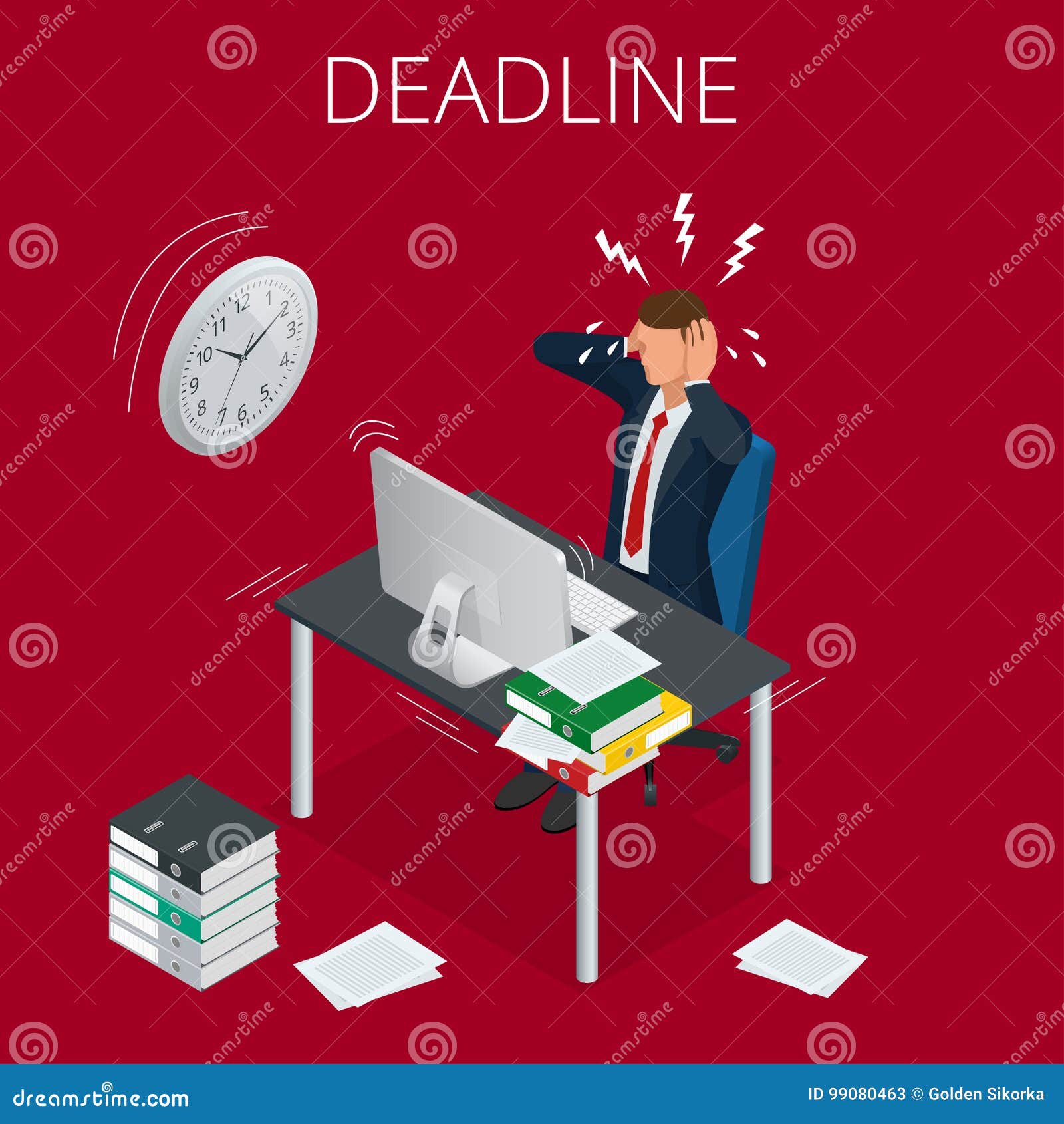 Deadline Concept of Overworked Man Time To Work Time Management Project ...