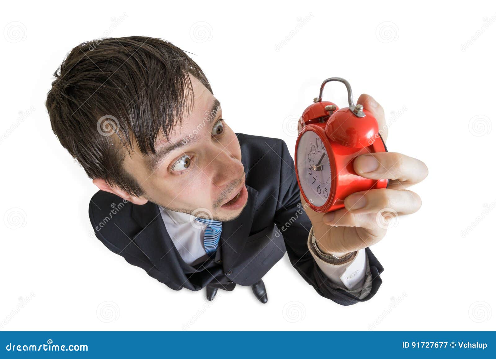 Deadline Concept. Young Man is Looking on Clock and is Shocked. View ...