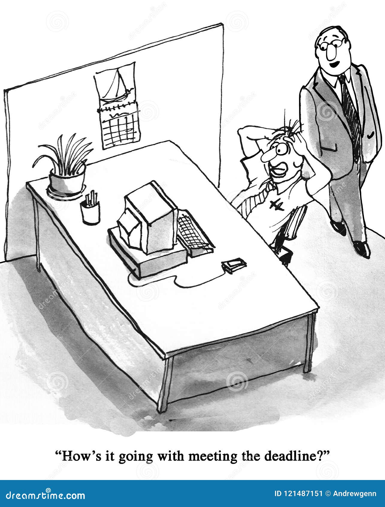 Deadline is Driving a Work Crazy Stock Illustration - Illustration of ...