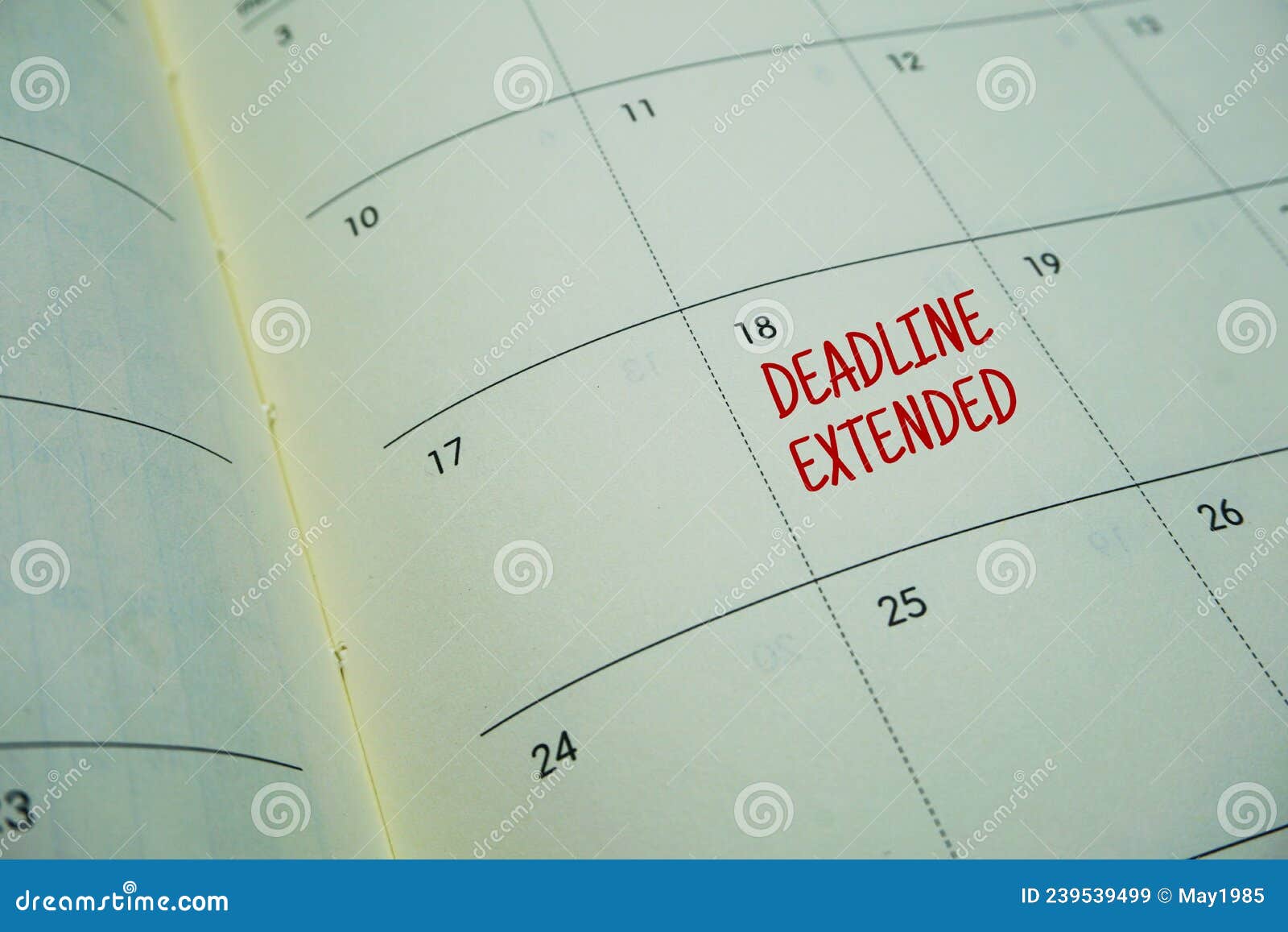 Deadline Extended Typography Text on Schedule Planning Stock ...