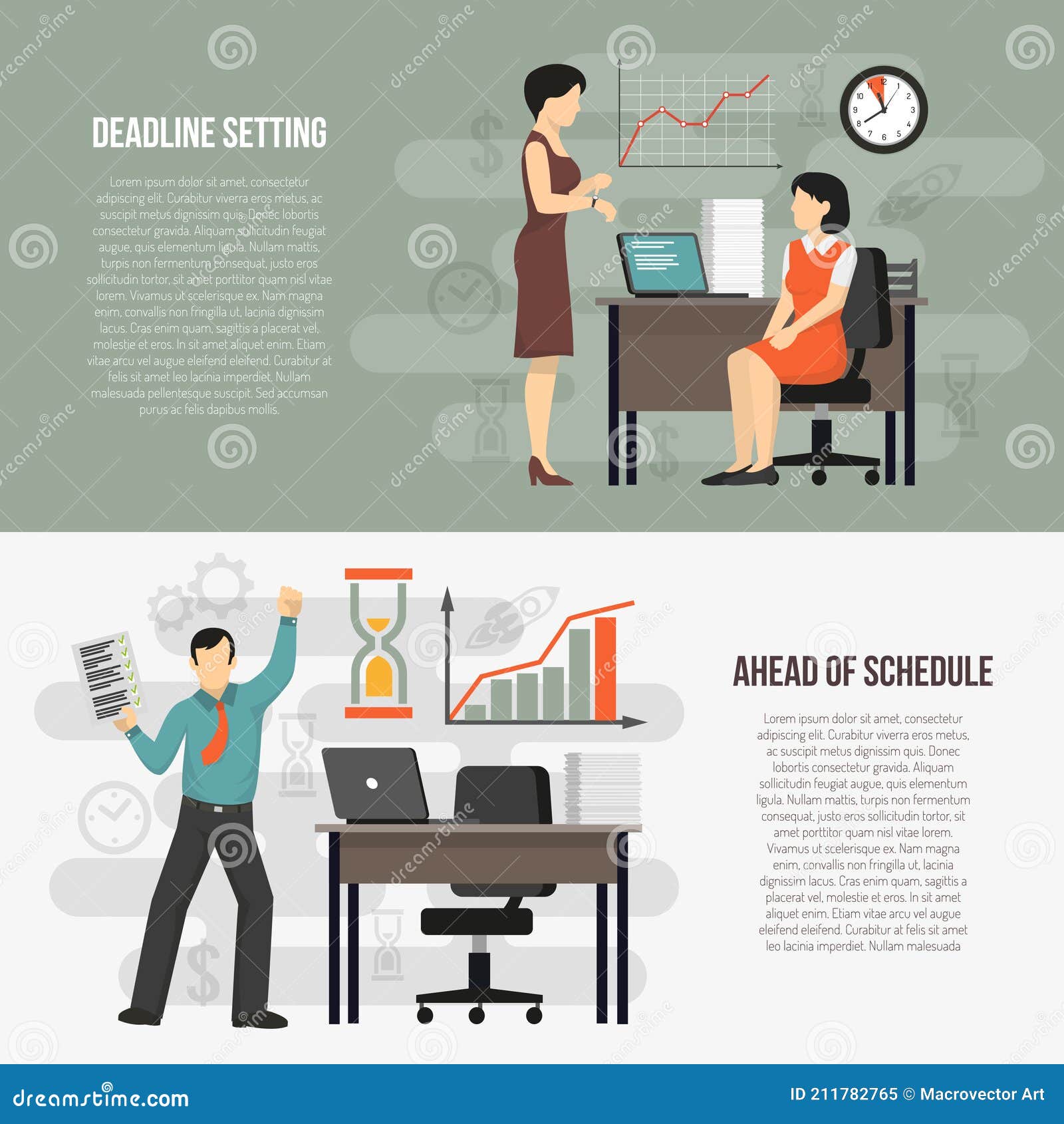 Deadline 2 Flat Banners Set Stock Vector - Illustration of computer ...