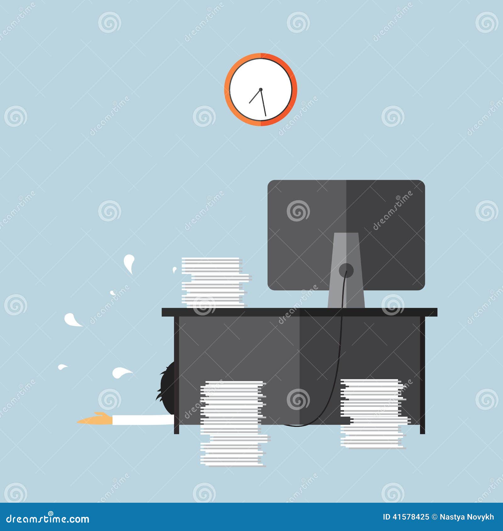 Deadline (hard work). stock vector. Illustration of tired - 41578425