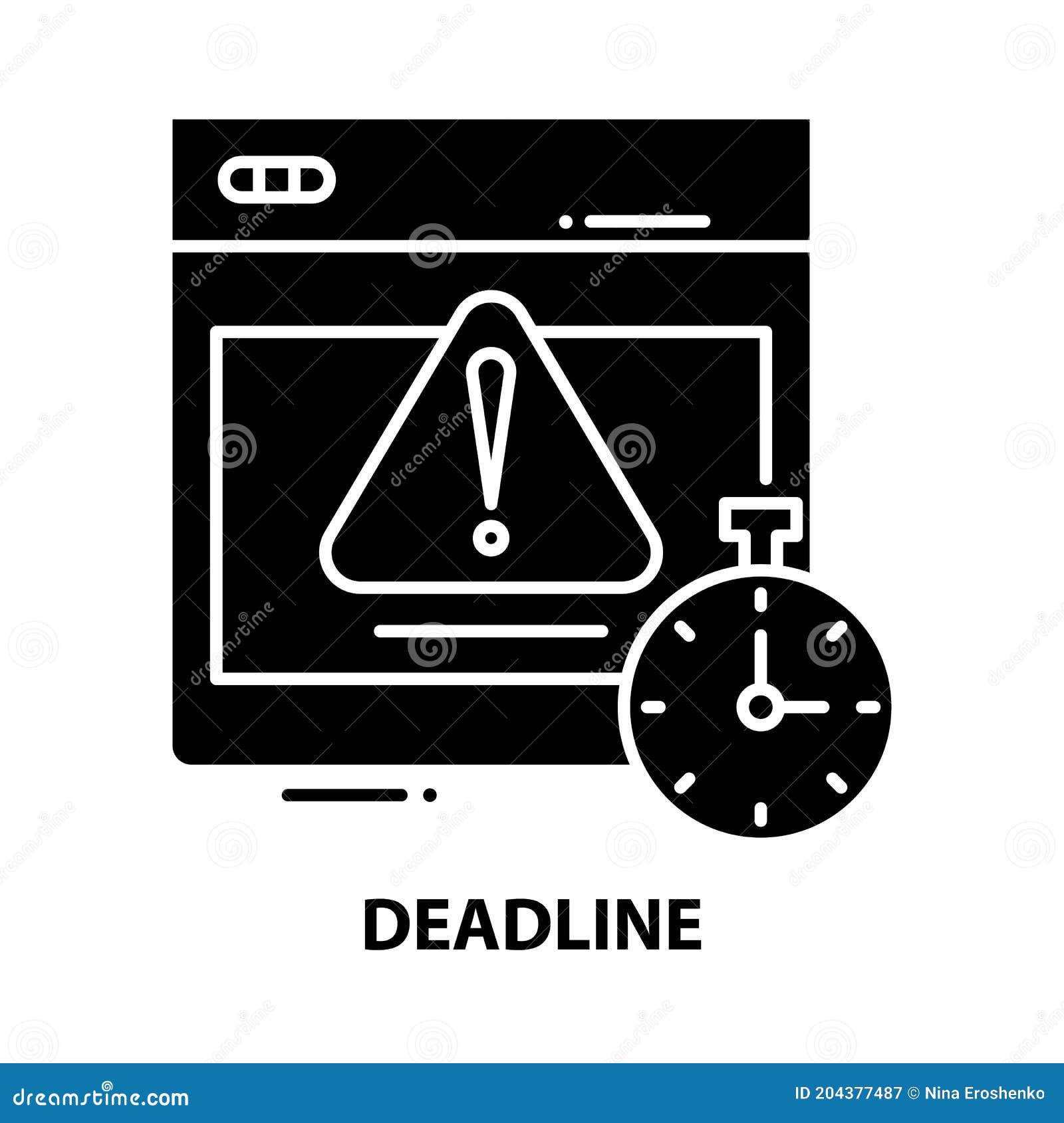 Deadline Icon, Black Vector Sign with Editable Strokes, Concept ...