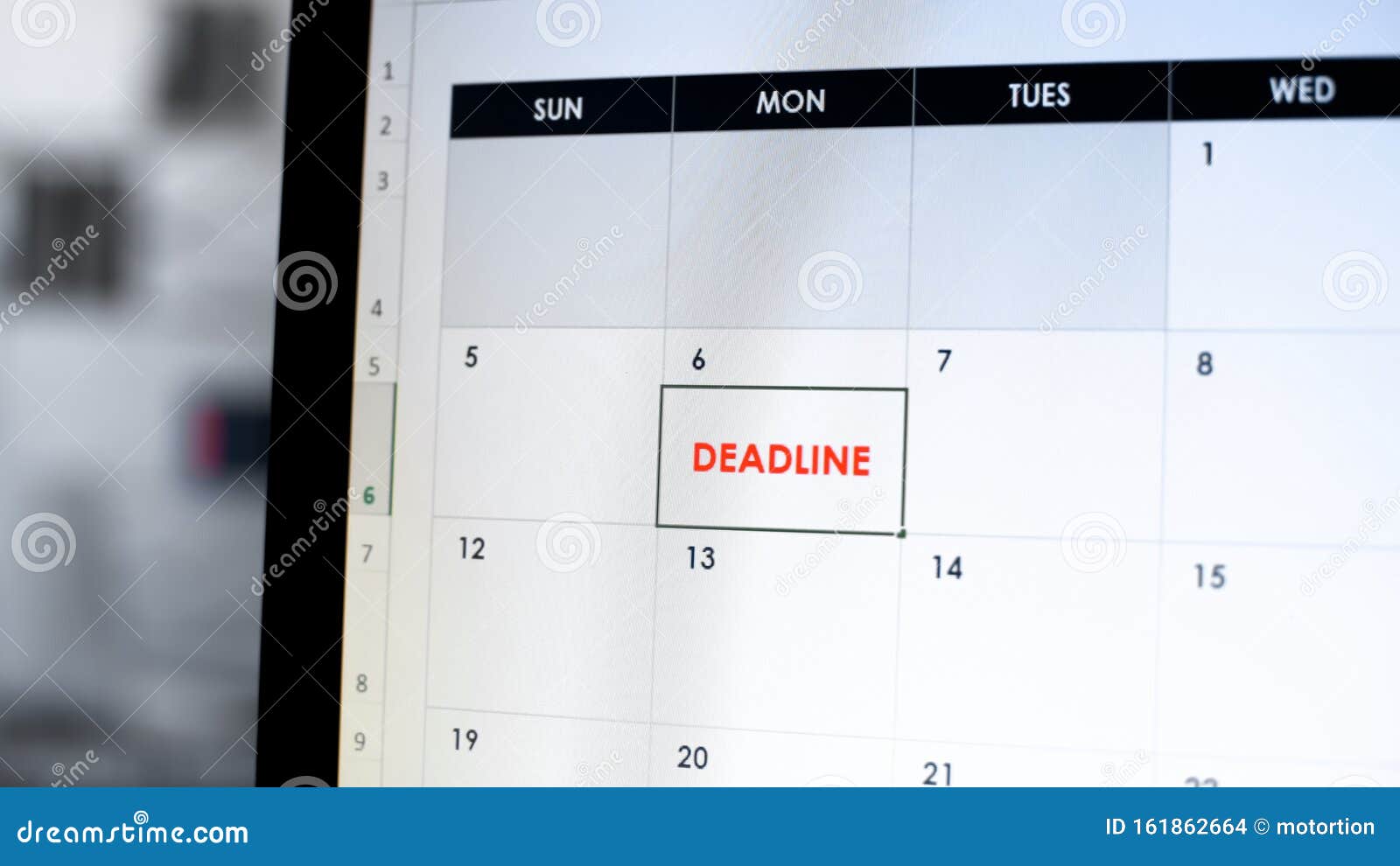 Deadline Note in Online Calendar on Pc Screen, Time Management ...